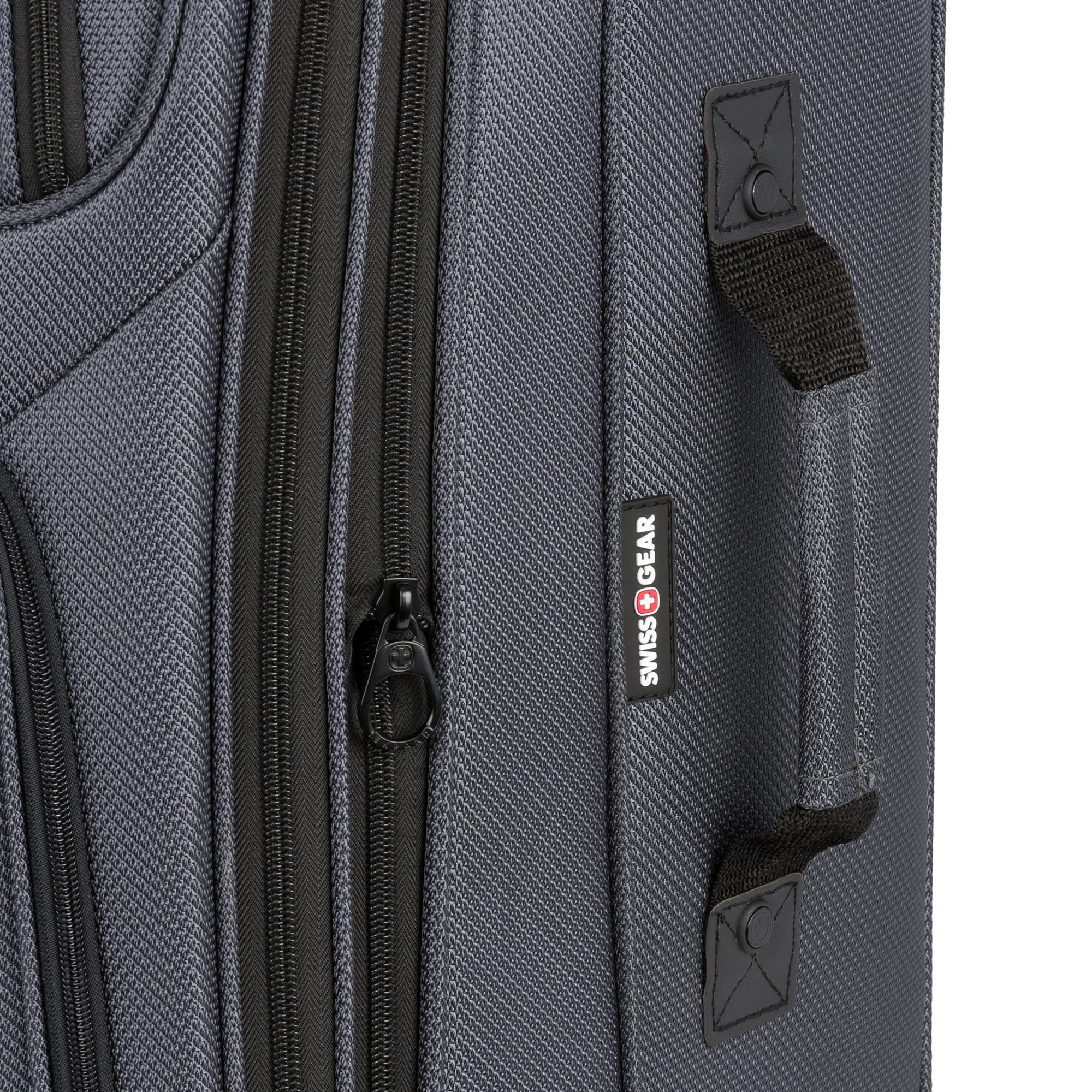 SwissGear Sion Softside Expandable Roller Luggage, Dark Grey, Checked-Medium 25-Inch