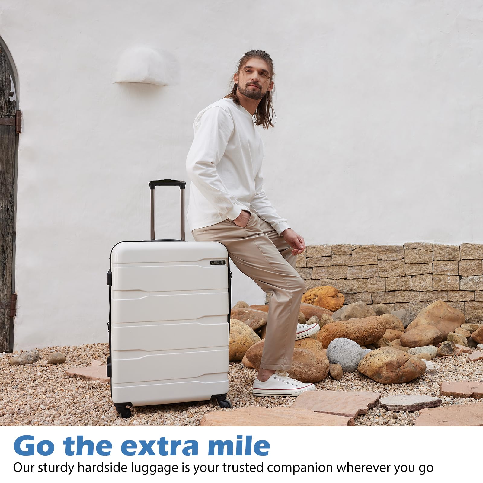 Coolife Luggage Suitcase PC+ABS Spinner Built-In TSA lock 20in 24in 28in Carry on (Caribbean Blue., S(20in_carry on))