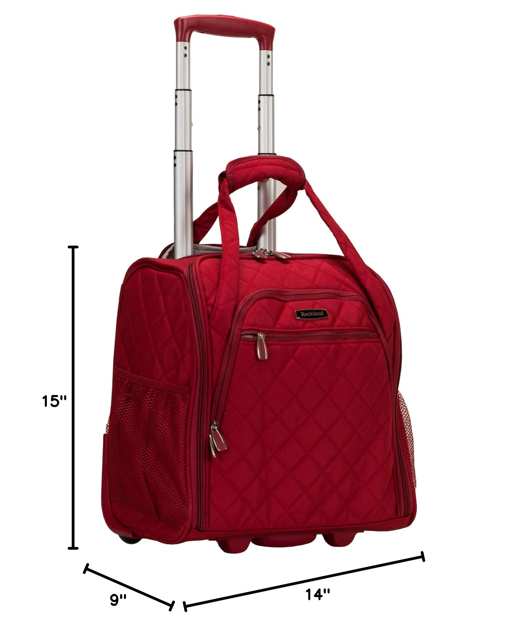 Rockland Melrose Upright Wheeled Underseater Carry-On Luggage, Red, 16-Inch