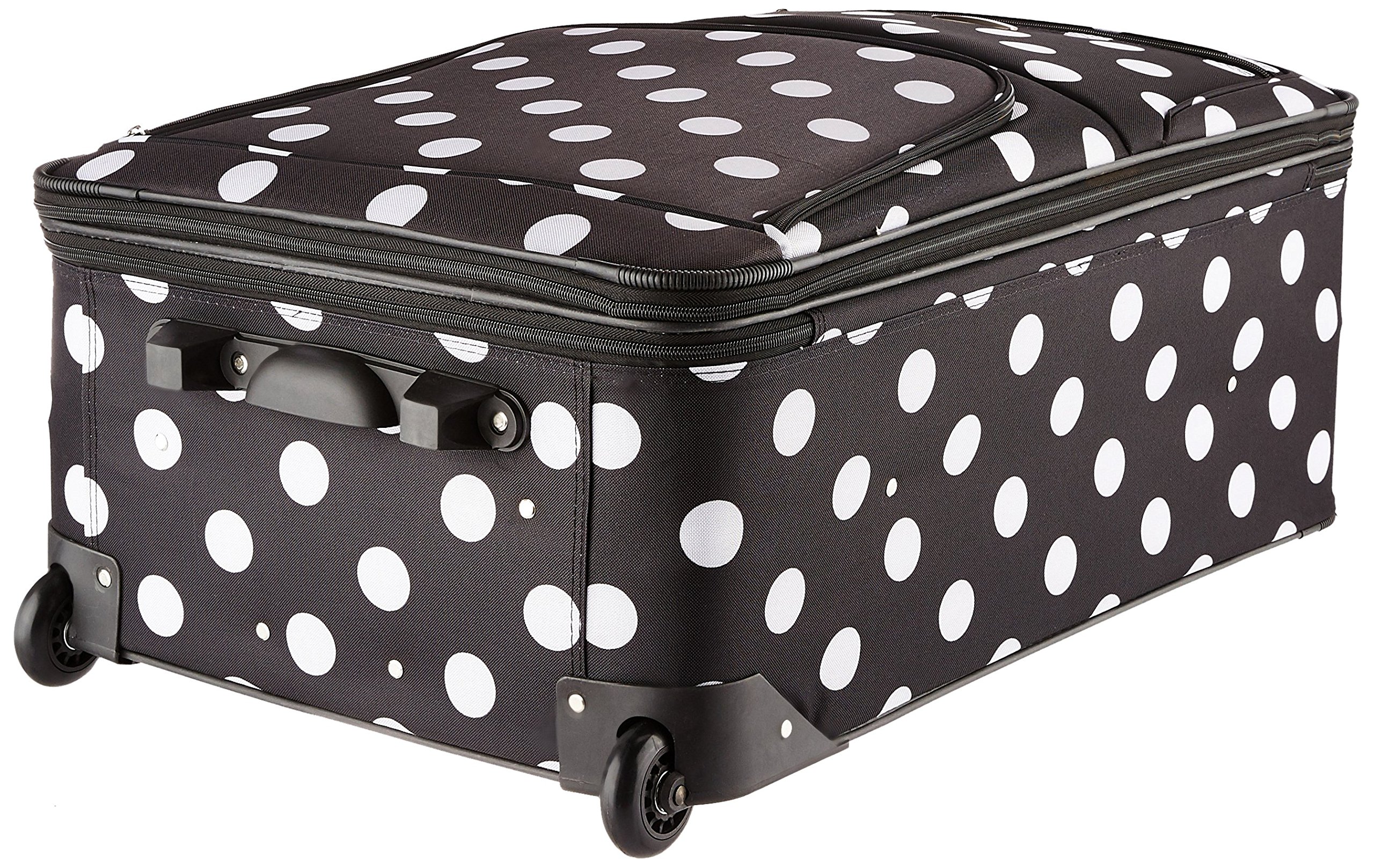 Rockland Vara Softside 3-Piece Upright Luggage Set, Black dot, (20/22/28)