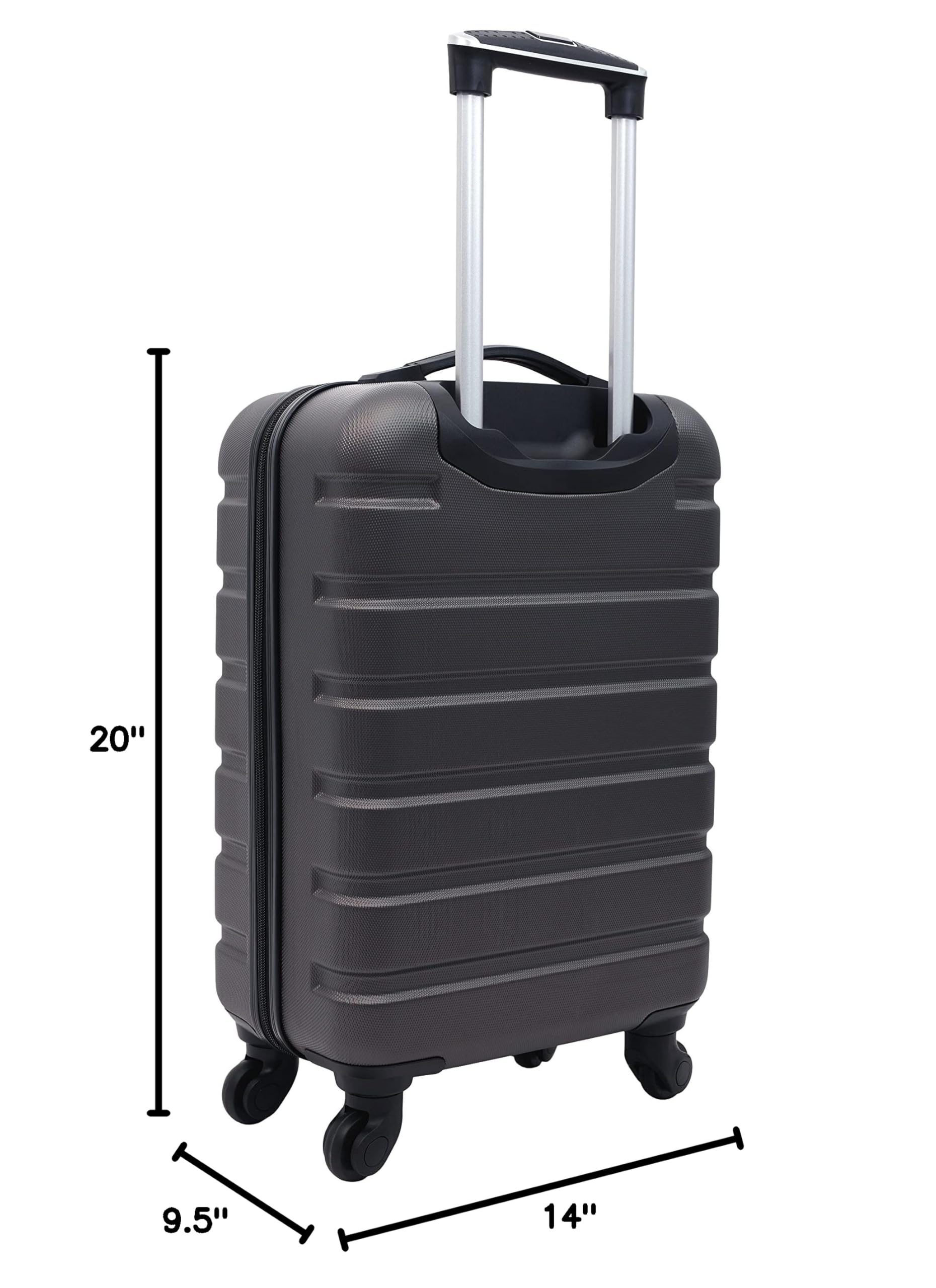 Wrangler Hardside Carry-On Spinner Luggage, Charcoal Grey, 20-Inch