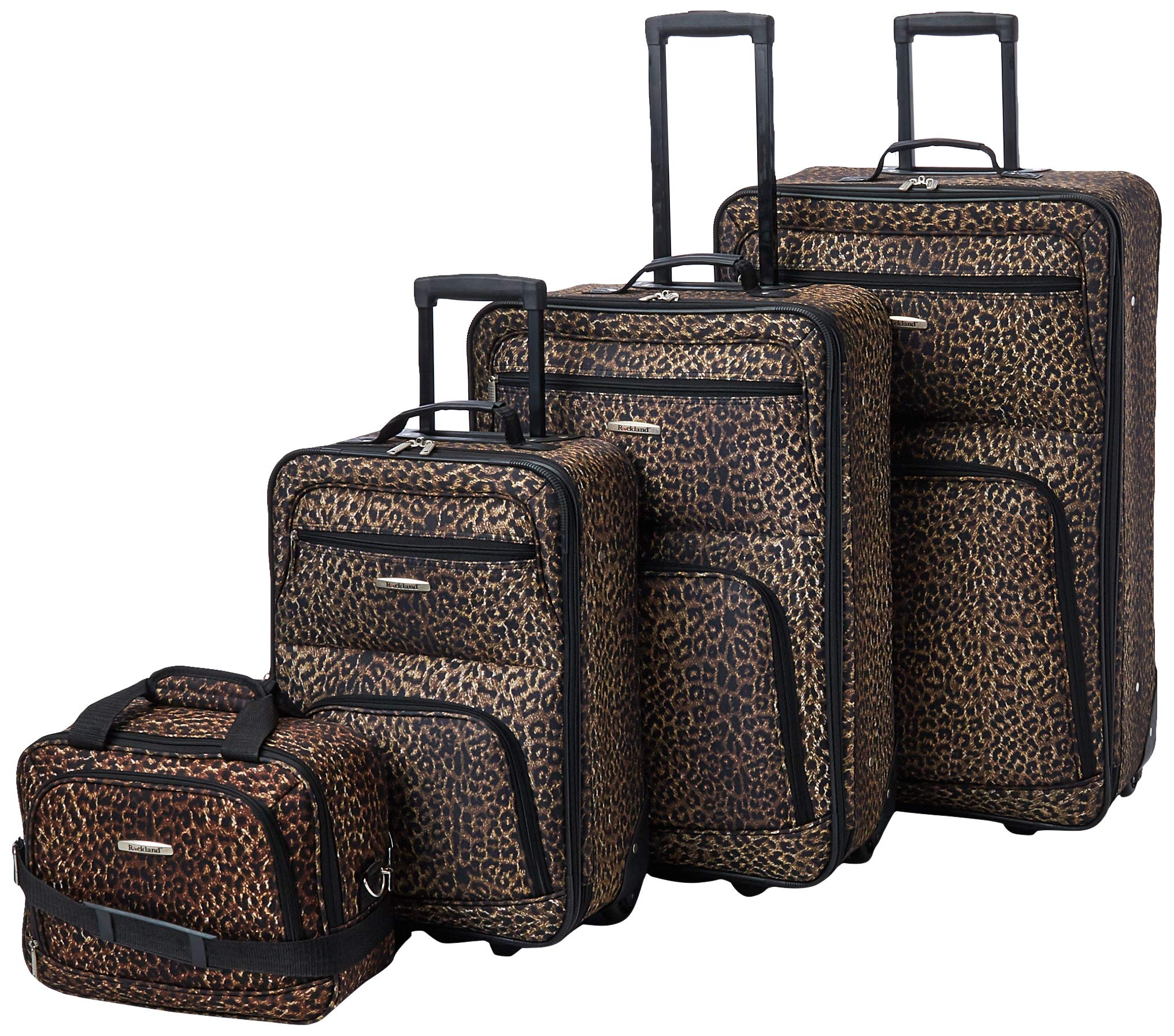 Rockland Jungle Softside Upright Luggage Set, Leopard, 4-Piece (14/19/24/28)