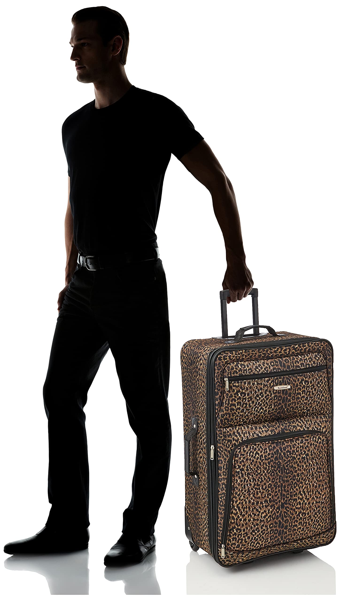 Rockland Jungle Softside Upright Luggage Set, Leopard, 4-Piece (14/19/24/28)