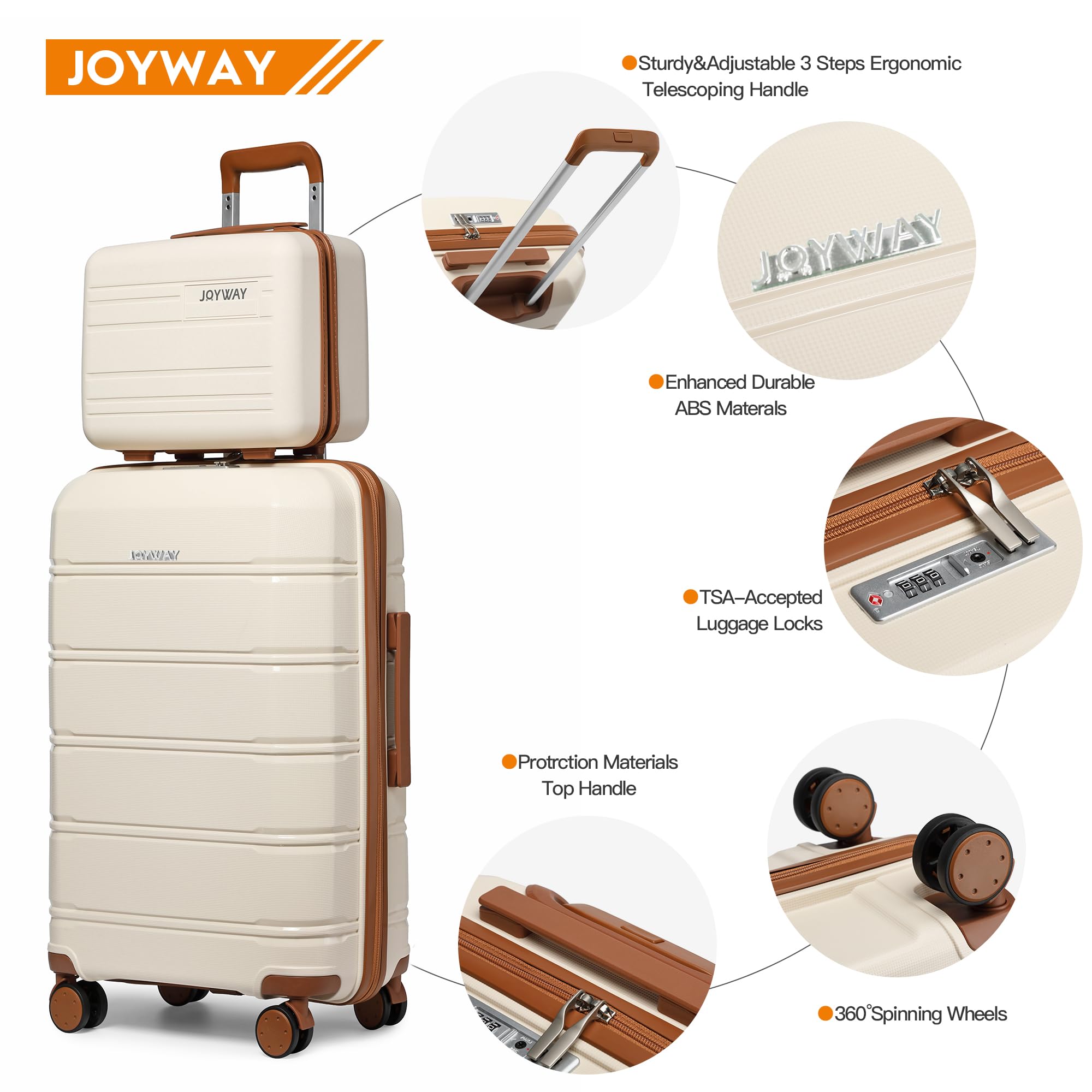 Joyway Luggage 5 Piece Sets, Lightweight Rolling Hardside Travel Luggage with TSA Lock,Luggage Set Clearance,Suitcase with Spinner Wheels for Women