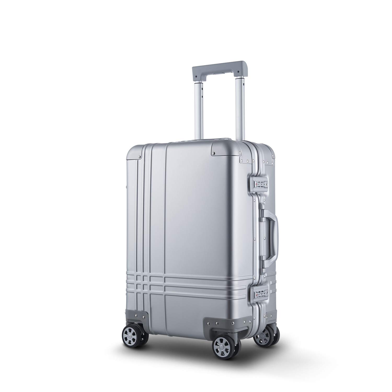 Bamboo Wolf 24-inch Aluminum-Magnesium Alloy Carry-on Luggage Hardside Suitcase, Built-In TSA Lock, Zipperless Fashion with Spinner Wheels for Travel / Business, Silver