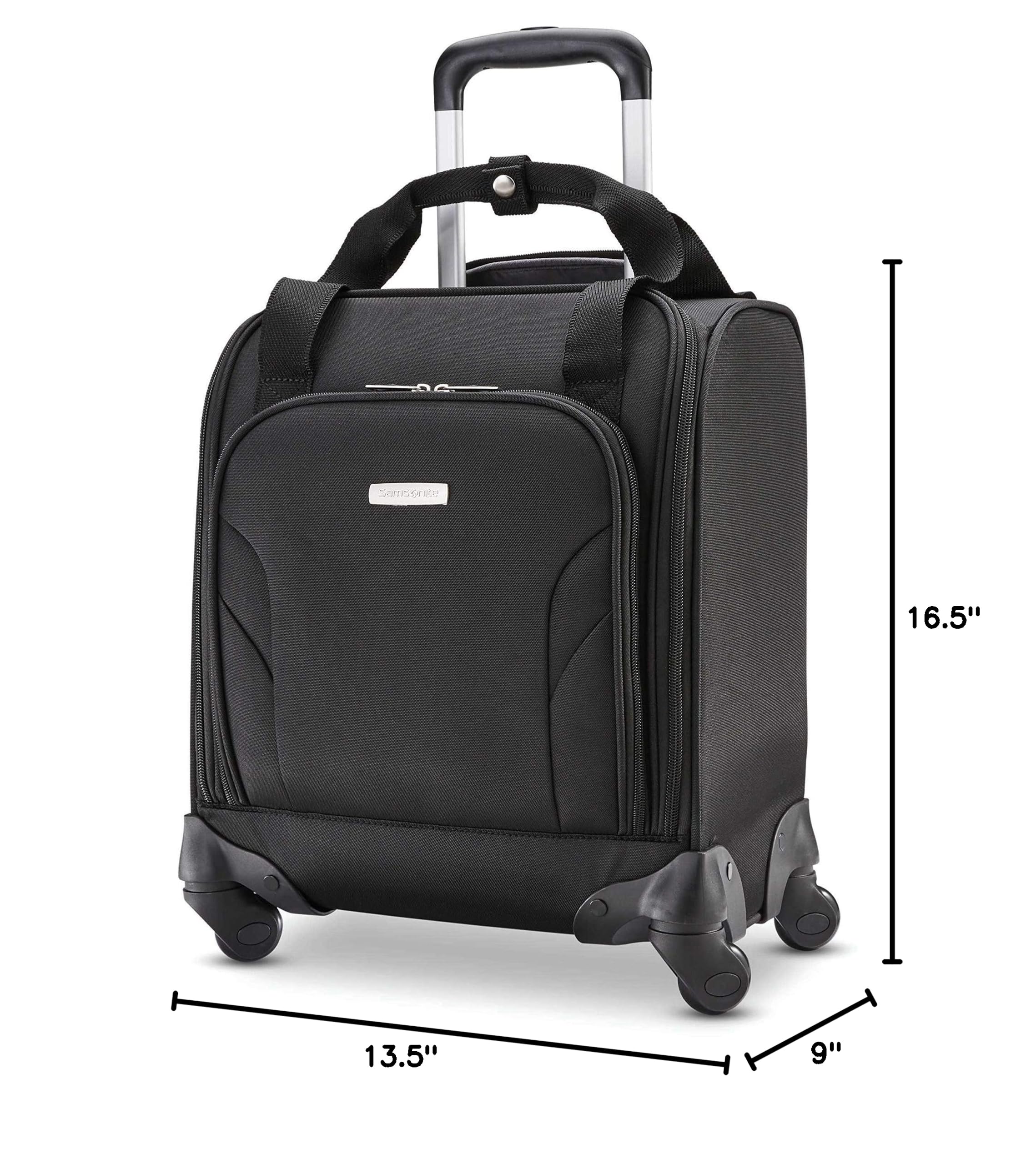 Samsonite Underseat Carry-On Spinner with USB Port, Jet Black, One Size