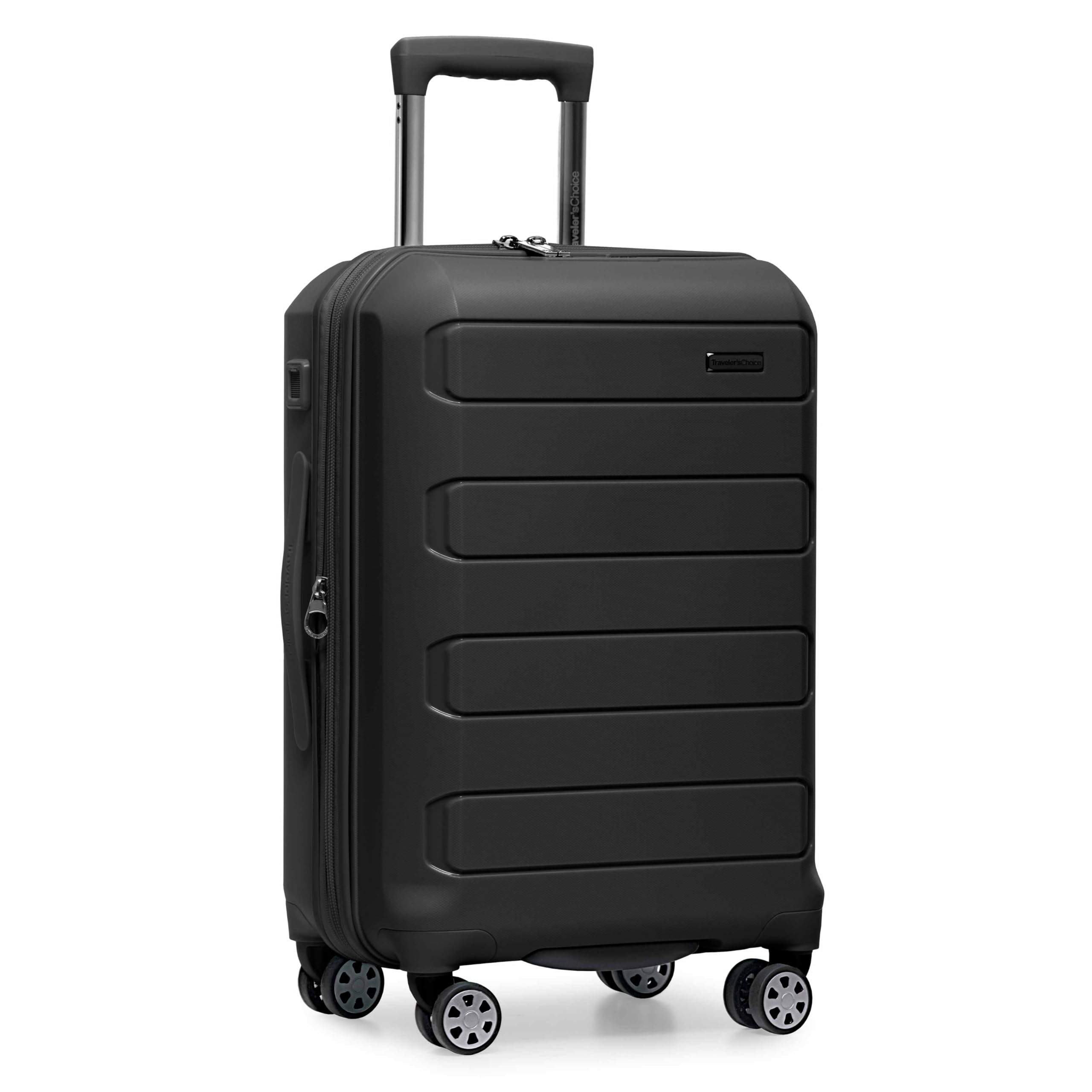 Traveler's Choice Pagosa Indestructible Hardshell Expandable Spinner Luggage, Black, Carry-on 22-Inch
