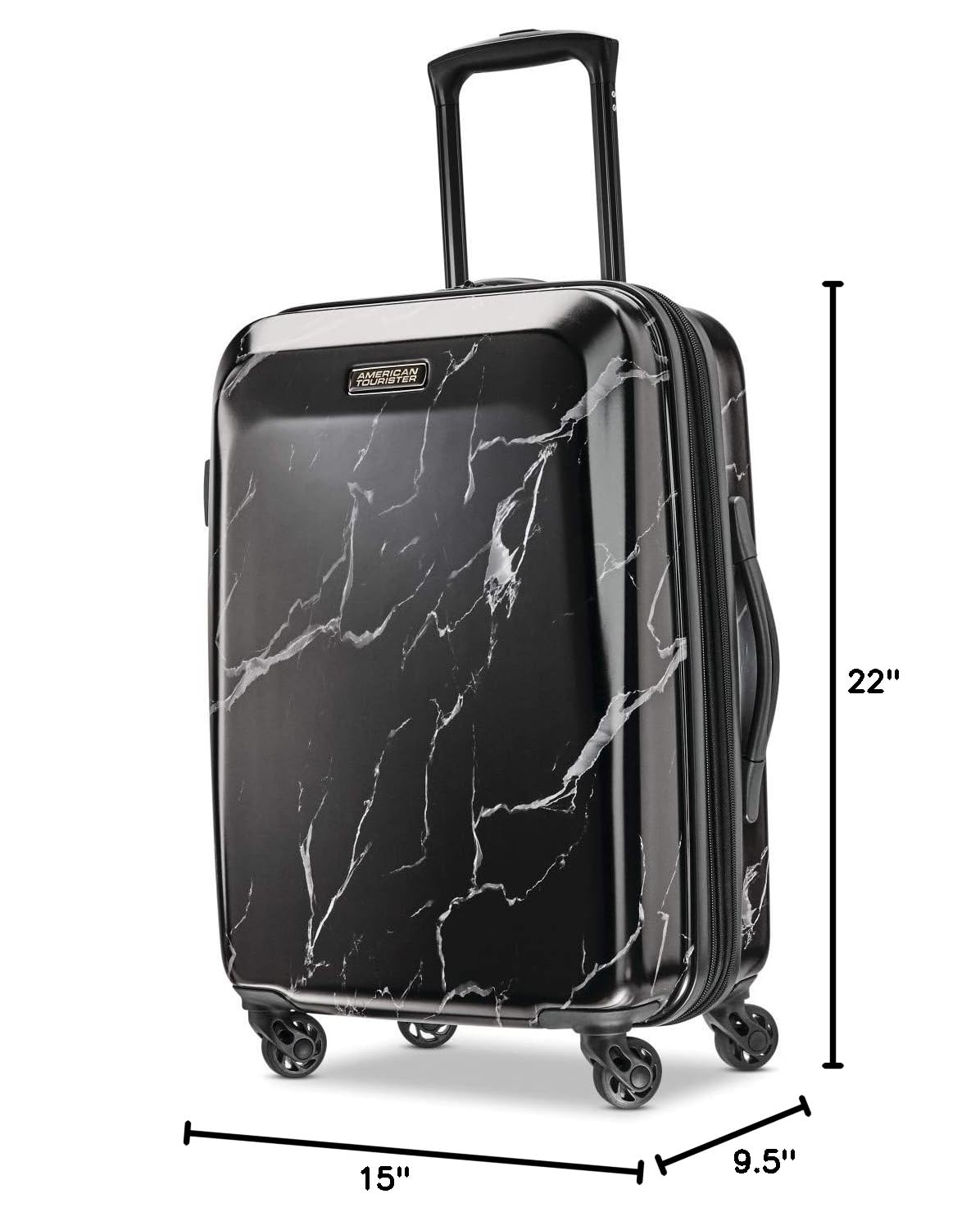 American Tourister Moonlight Hardside Expandable Luggage with Spinner Wheels, Black Marble, Carry-On 21-Inch