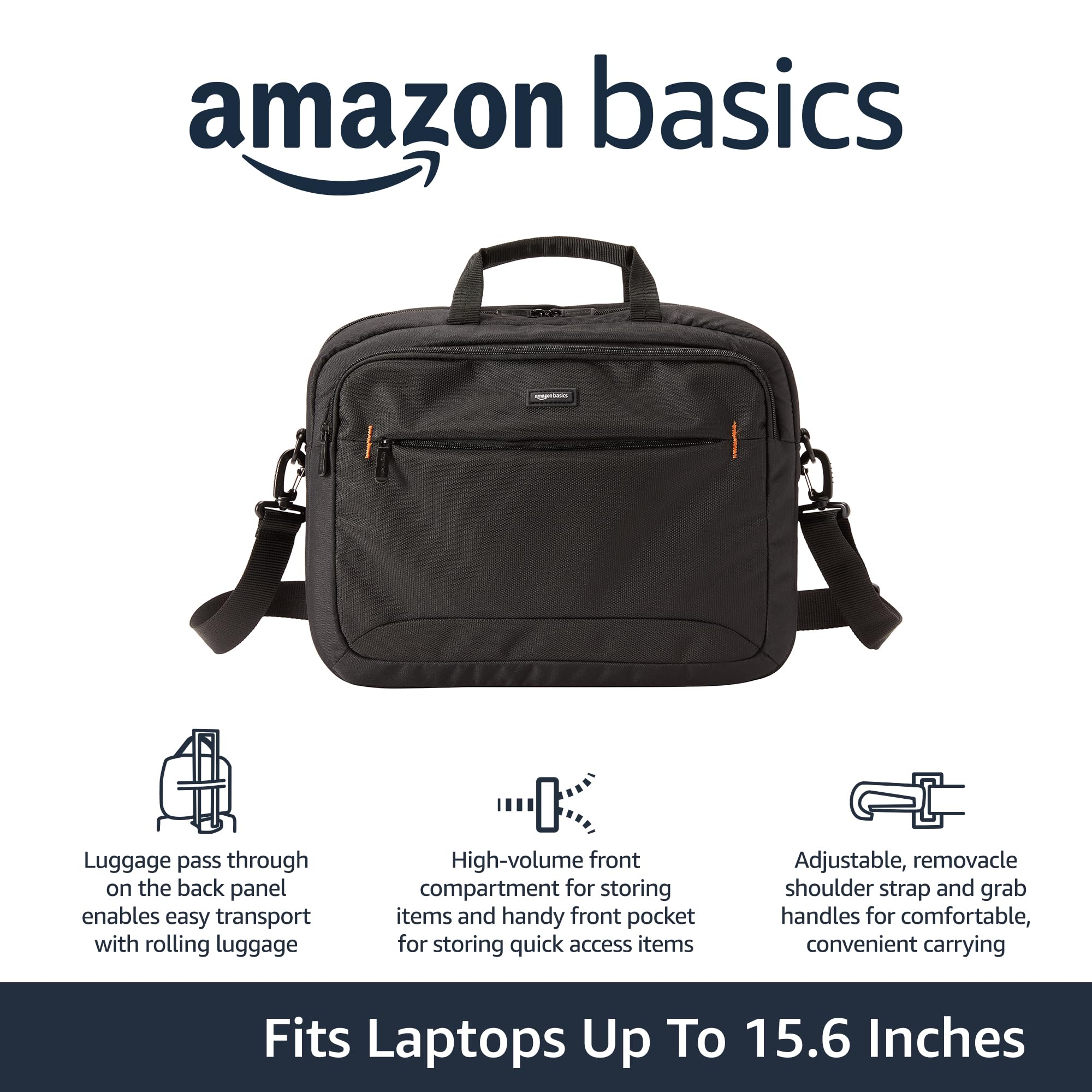 Amazon Basics 15.6-Inch Laptop Computer and Tablet Shoulder Bag Carrying Case, Black
