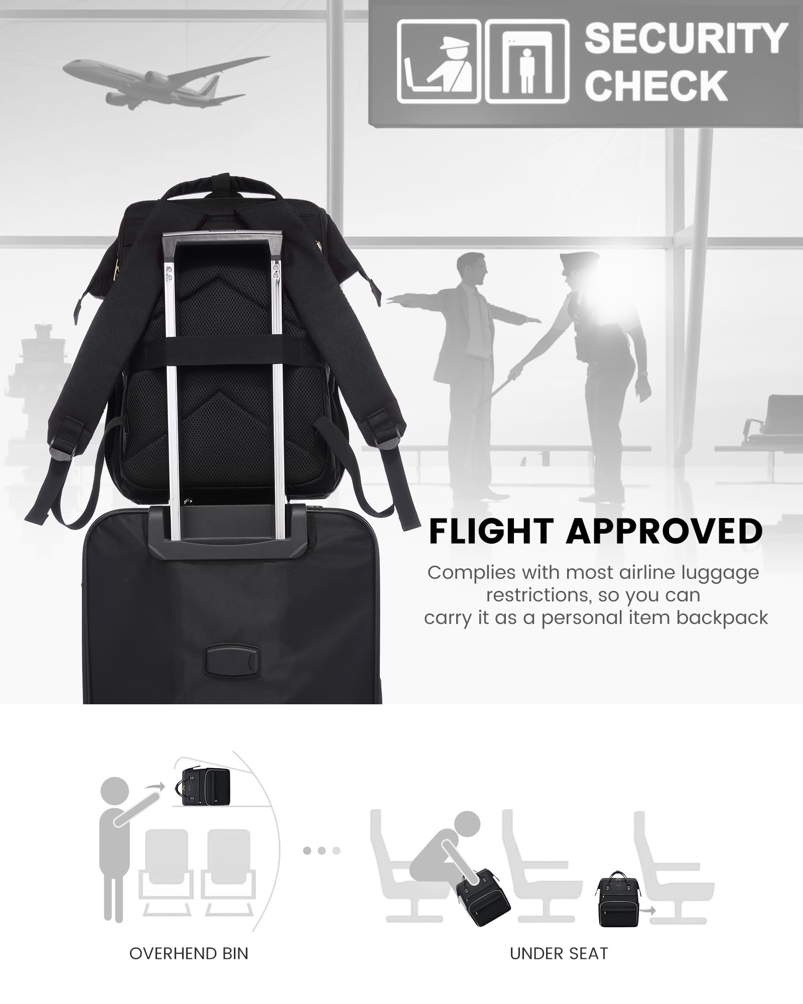 LOVEVOOK Laptop Backpack Women, 15.6 Inch Computer Backpack with Charger, Water Resistant Teacher Bag Work Backpack with Laptop Compartment for Travel Business College Bookbag, Black
