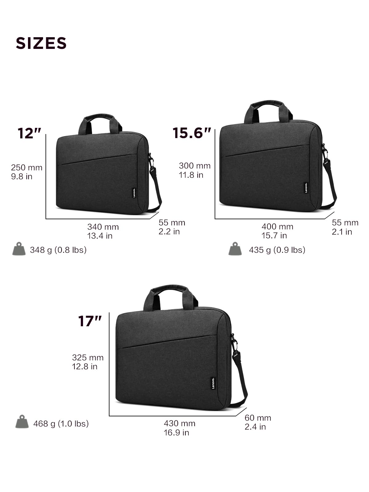 Lenovo Laptop Shoulder Bag T210, Fits up to 17-inch laptop or tablet, Sleek Design, Durable and Water-Repellent Fabric, GX41K07198, Black