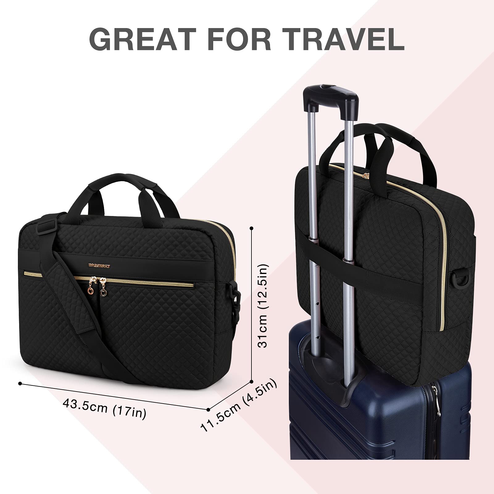 BAGSMART 17.3 Inch Laptop Bag, Briefcase for Women Computer Messenger Bag Office Travel Business,Black