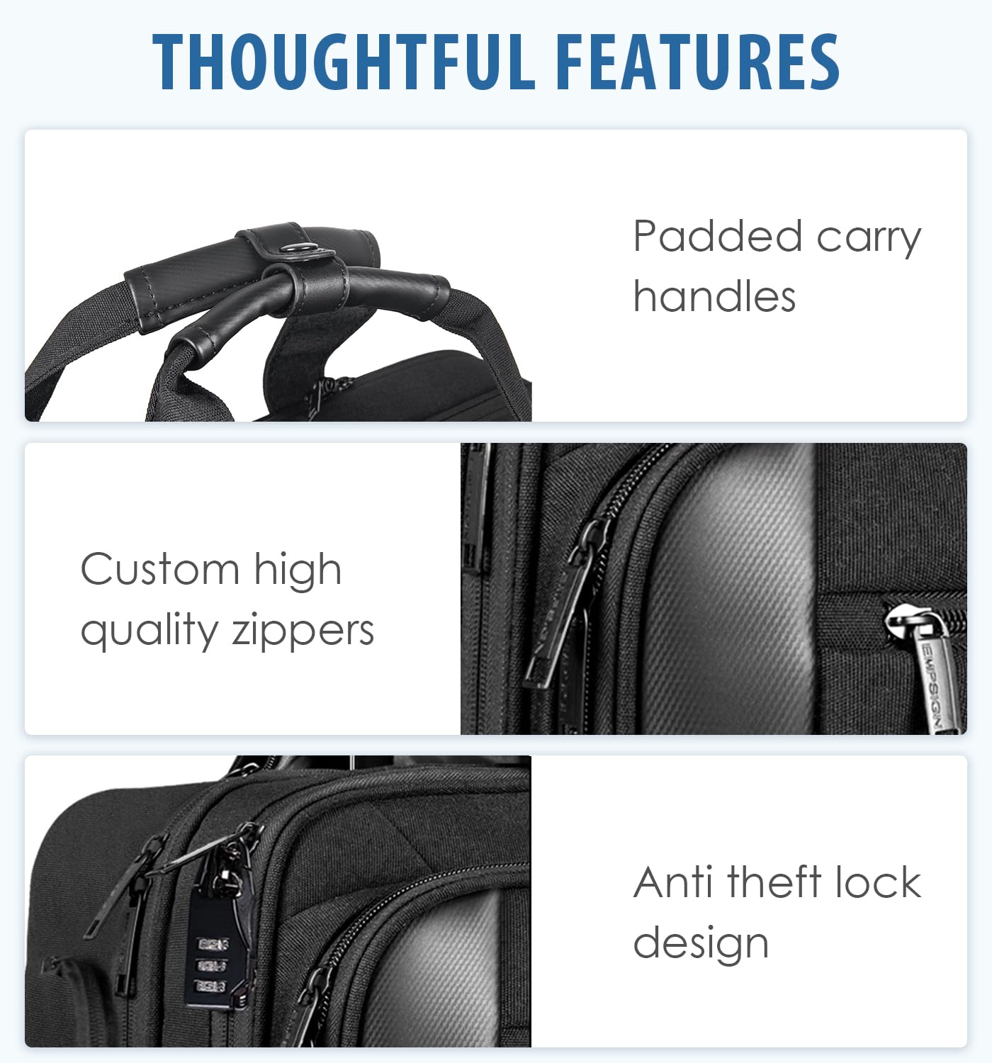 EMPSIGN Rolling Laptop Bag, 17.3 inch Computer Bag for Men & Women, Water Repellent Travel Bag with RFID Blocking Pocket, Overnight Bags with Wheels, Briefcase for Business/Commute/Travel/School-Black