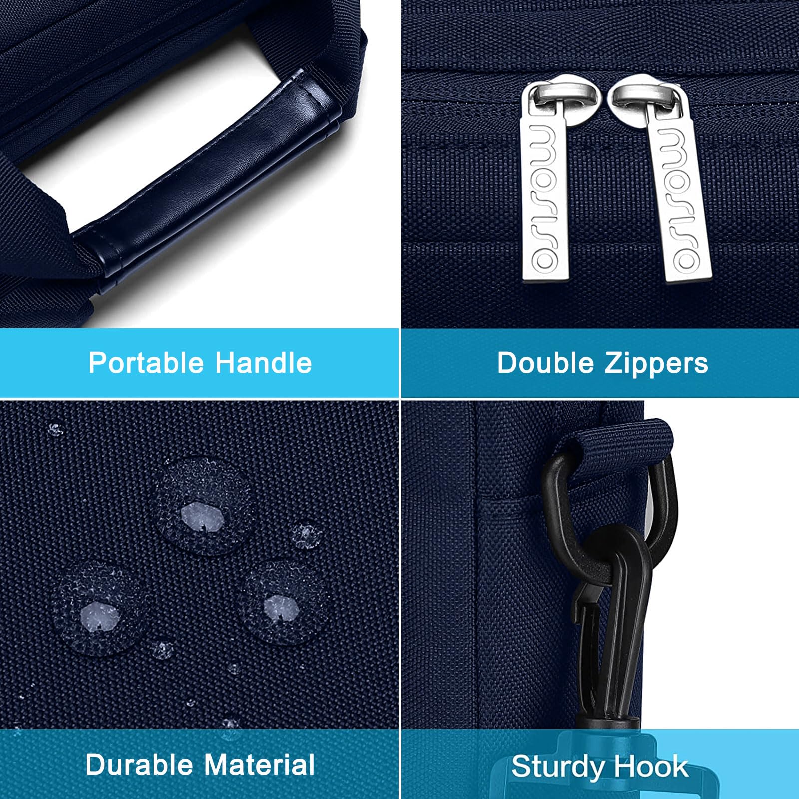 MOSISO Laptop Shoulder Messenger Bag Compatible with MacBook Pro 16 inch 2023-2019 M2 A2780 M1 A2485 A2141,15-15.6 inch Notebook with 2 Raised&1 Flapover&1 Horizontal Pocket&Handle&Belt, Navy Blue
