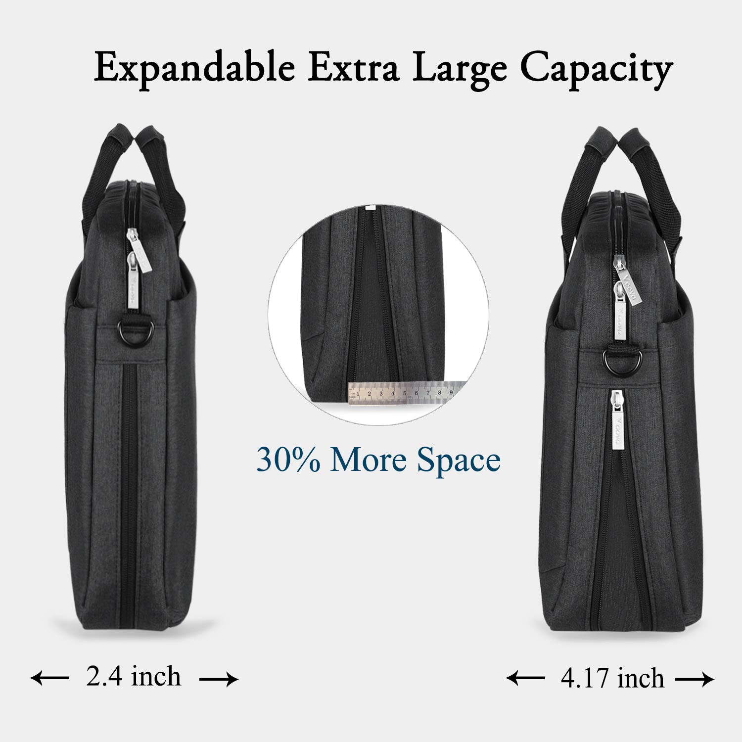 Voova 17 17.3 Inch Laptop Bag Briefcase, Expandable Multi-function Shoulder Messenger Bag, Waterproof Computer Carrying Case with Organizer Pocket for Men Women, Business Travel College School
