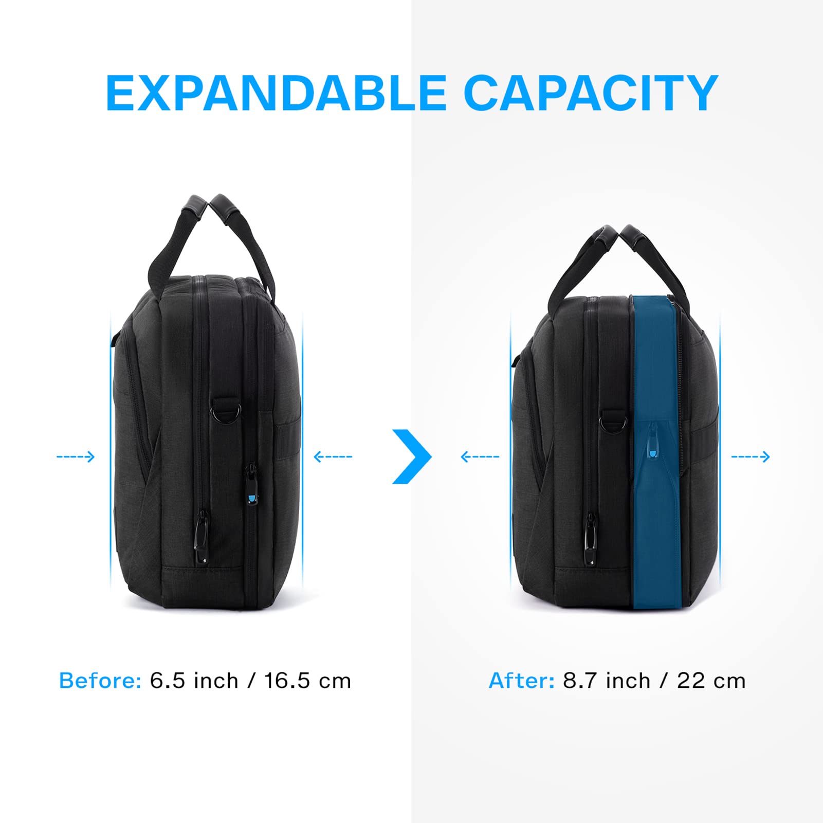 BAGSMART 17.3 Inch Laptop Bag, Expandable Briefcase,Computer Bag Men Women,Laptop Shoulder Bag,Work Bag Business Travel Office,Lockable (Black-17.3 inch)