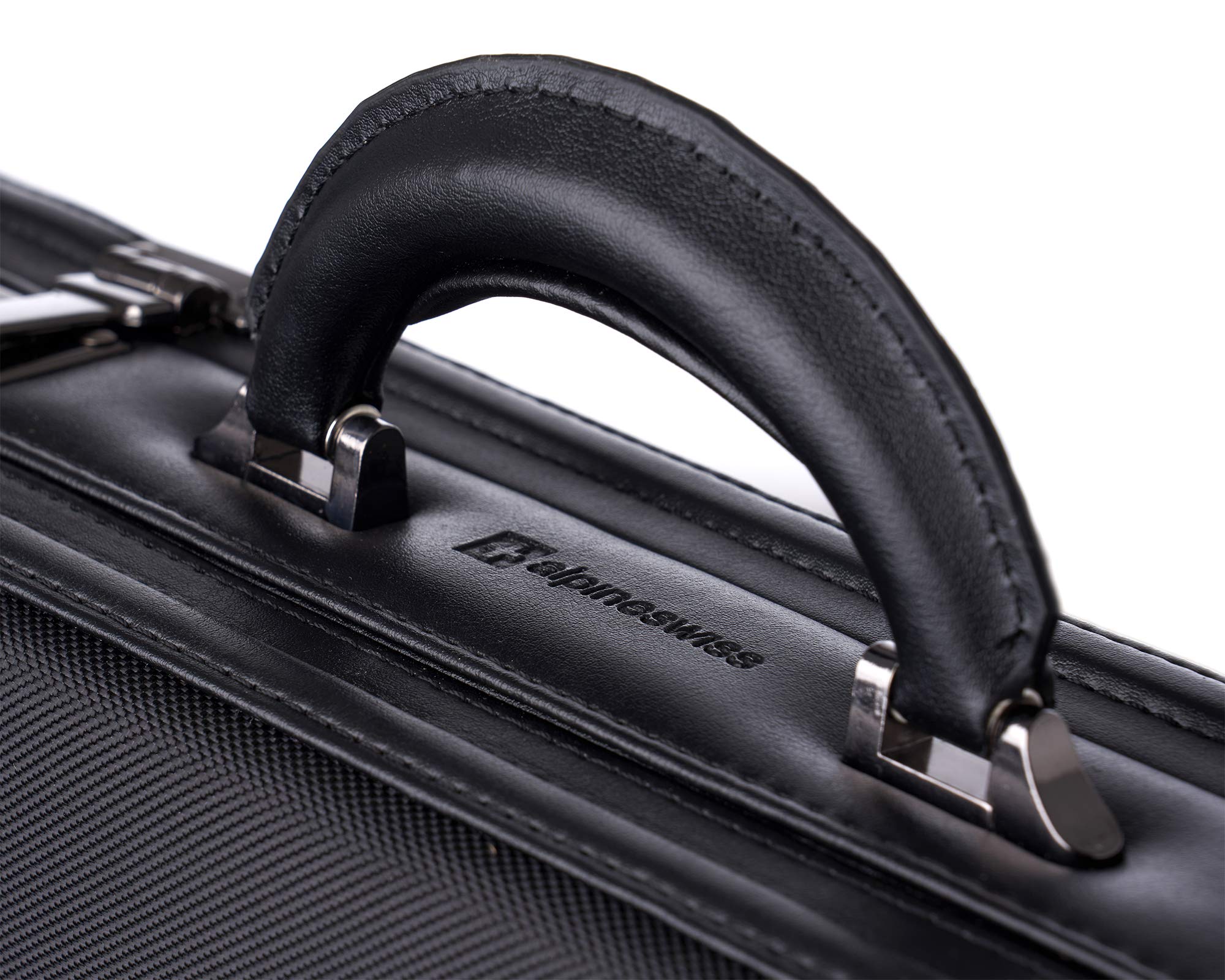 Alpine Swiss Expandable Attache Case Dual Combination Lock Hard Side Briefcase, Black