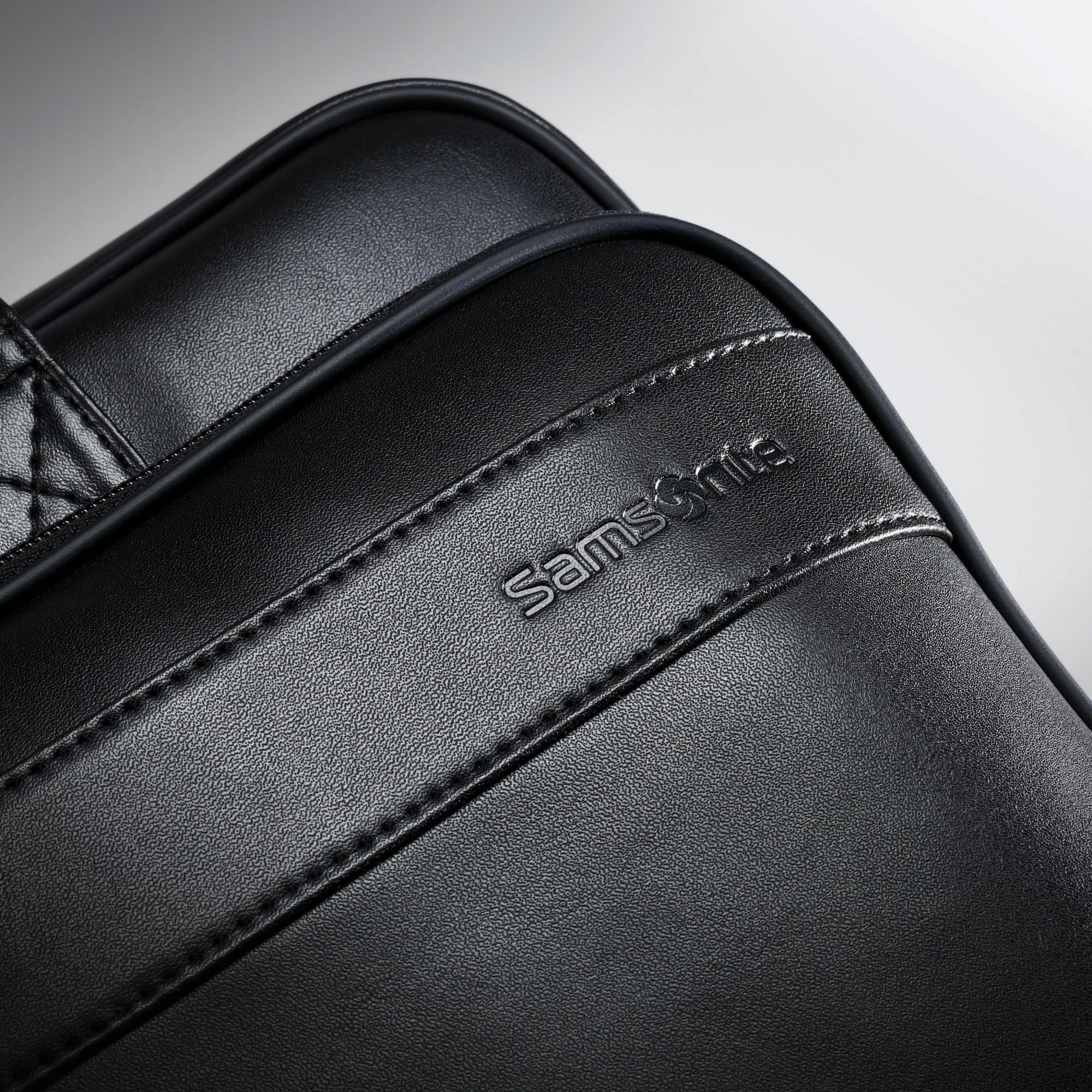 Samsonite Leather Slim Briefcase, Black, 16 Inch