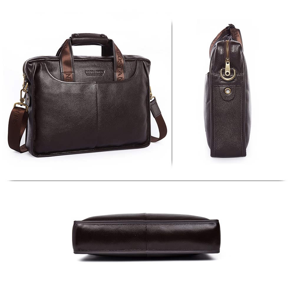 BOSTANTEN Leather Briefcase Handbag Messenger Business Bags for Men Black
