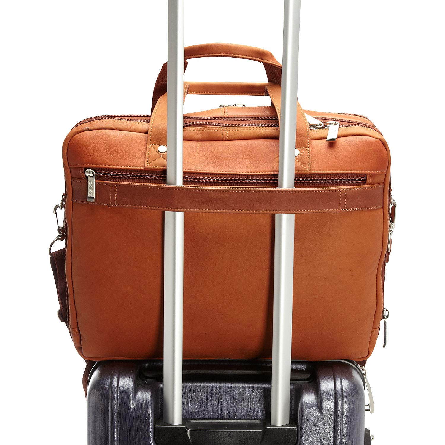 Kenneth Cole Reaction Manhattan Colombian Leather Briefcase Expandable RFID 15.6" Laptop Portfolio Shoulder Bag, Cognac, One Size