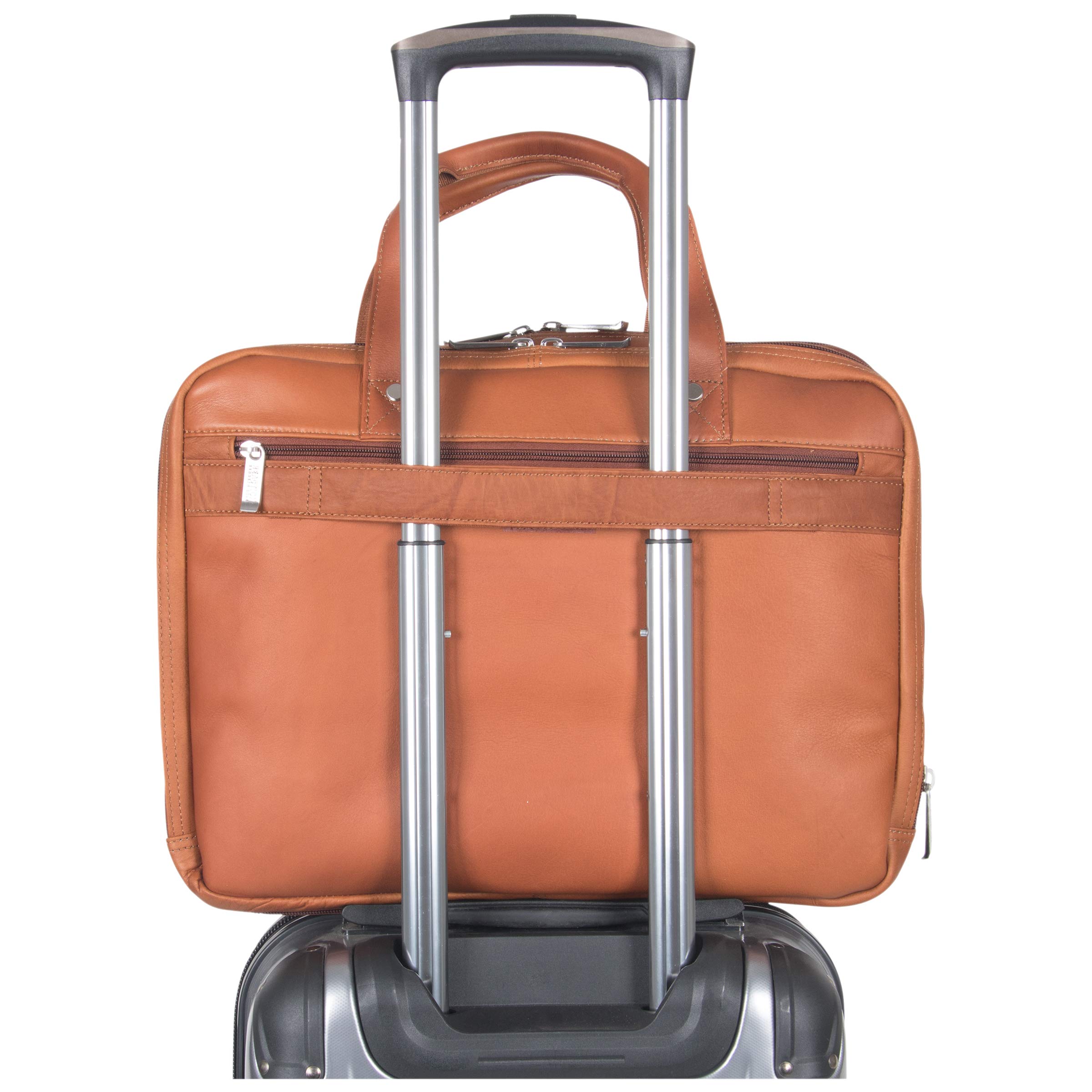Kenneth Cole Reaction Manhattan Colombian Leather Briefcase Expandable RFID 15.6" Laptop Portfolio Shoulder Bag, Cognac, One Size