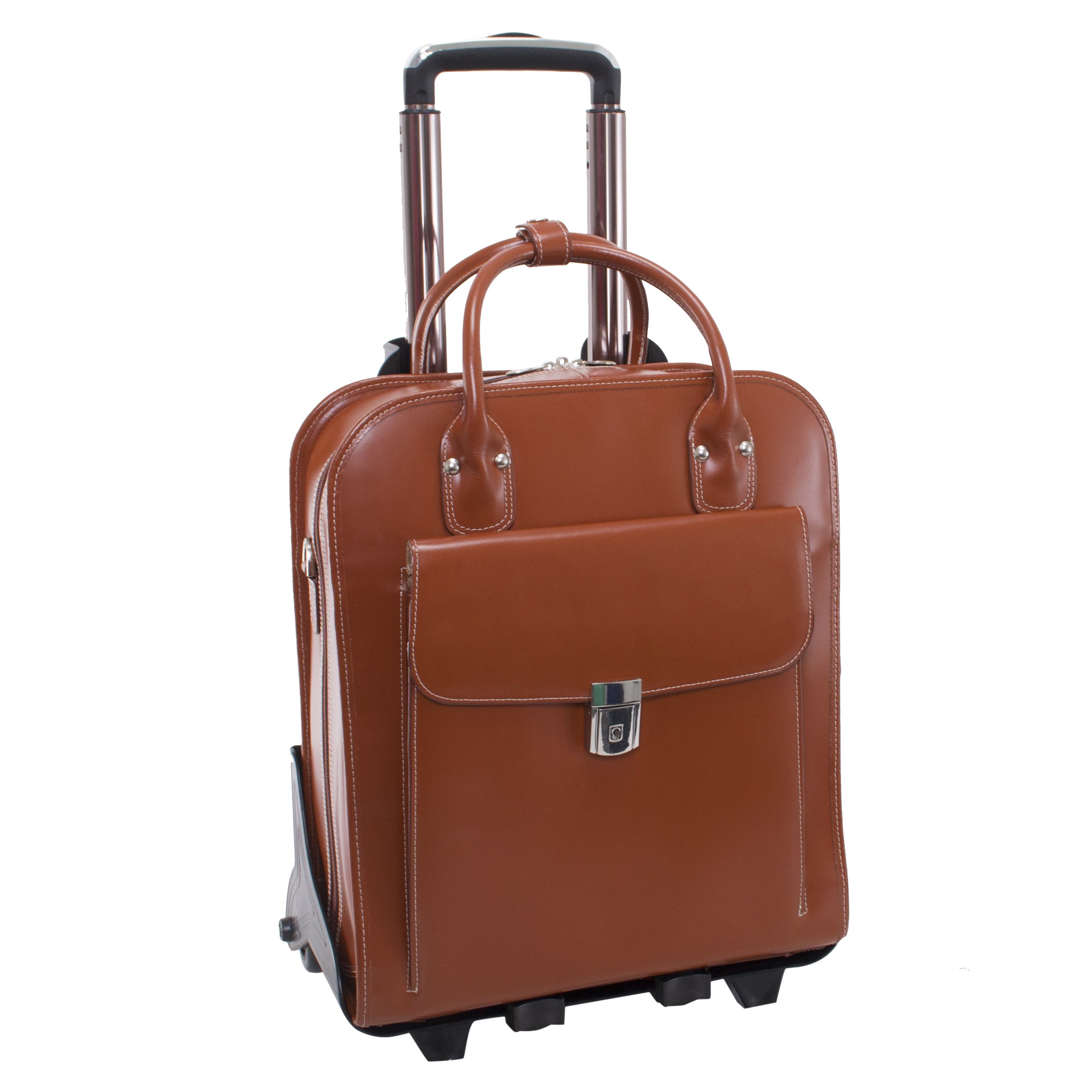 McKleinUSA, W Series, LA Grange, Top Grain Cowhide Leather, 15" Leather Vertical Patented Detachable -Wheeled Ladies' Laptop Briefcase, Brown (96494), One Size