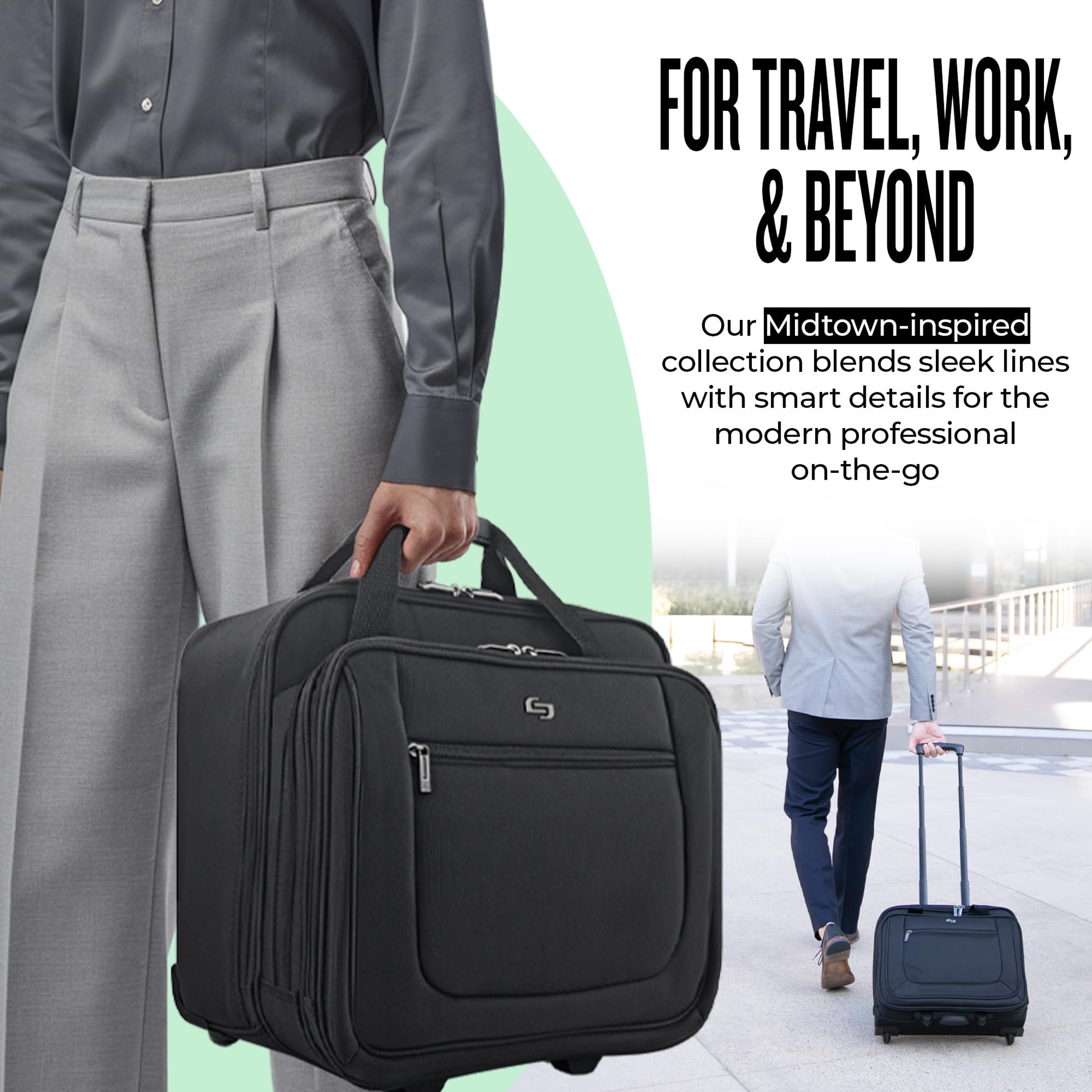 Solo Bryant Rolling Laptop Bag, Black