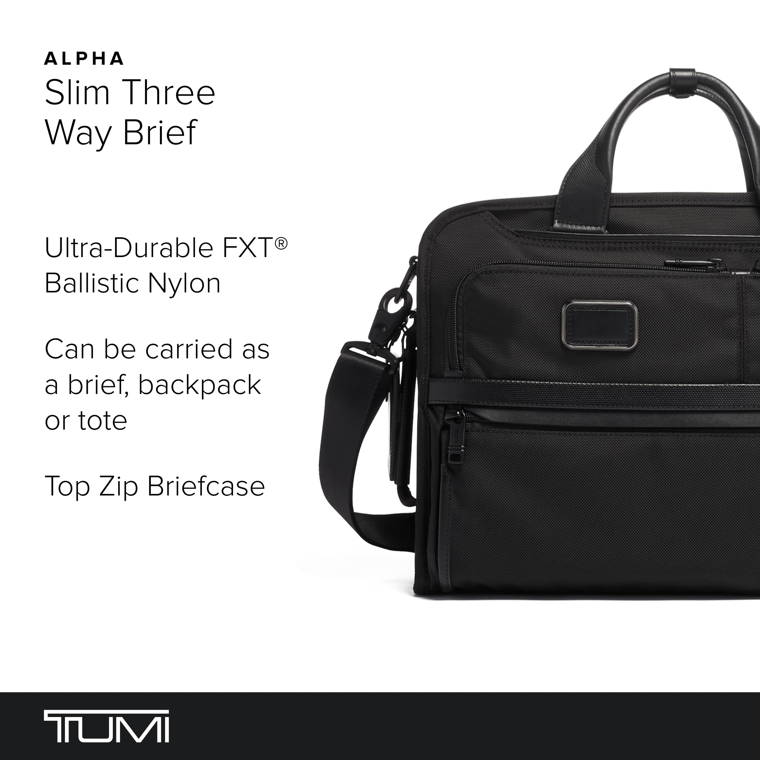 TUMI - Alpha 3 Slim Three Way Laptop Briefcase - 15 Inch Computer Bag for Men and Women - Black