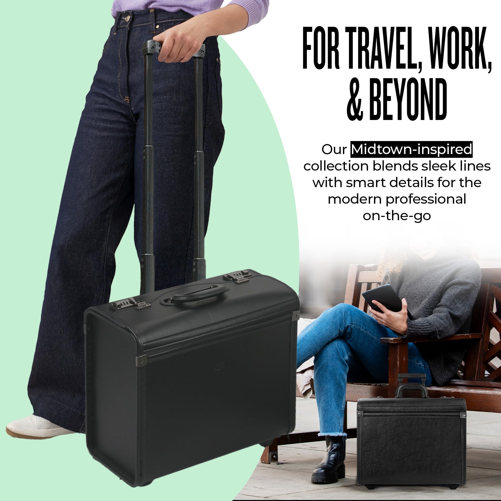 Solo Lincoln Hard Sided Rolling Catalog Case, Black