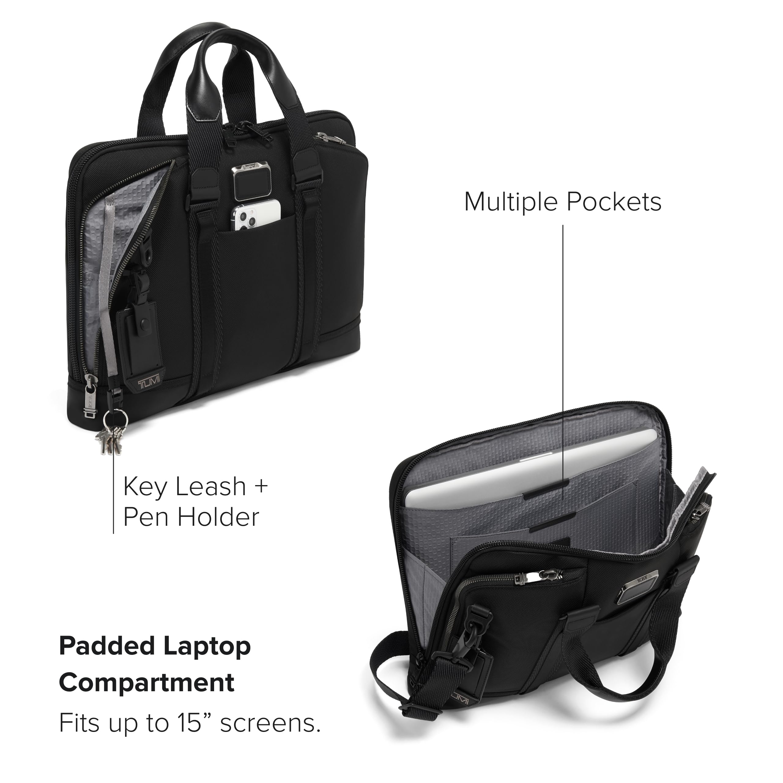 TUMI Men's Academy Briefcase, Black, One Size