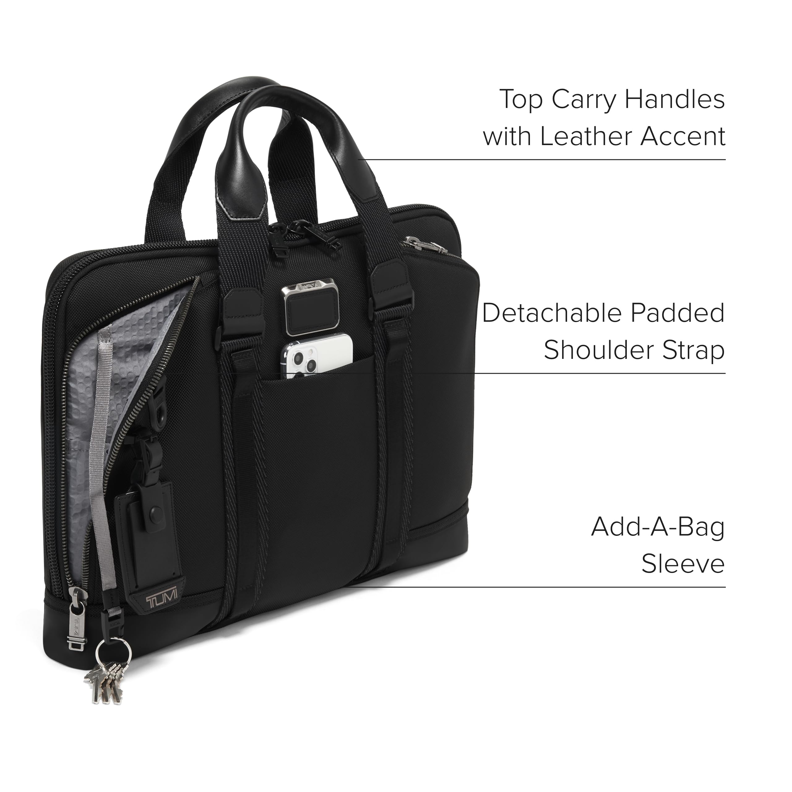 TUMI Men's Academy Briefcase, Black, One Size