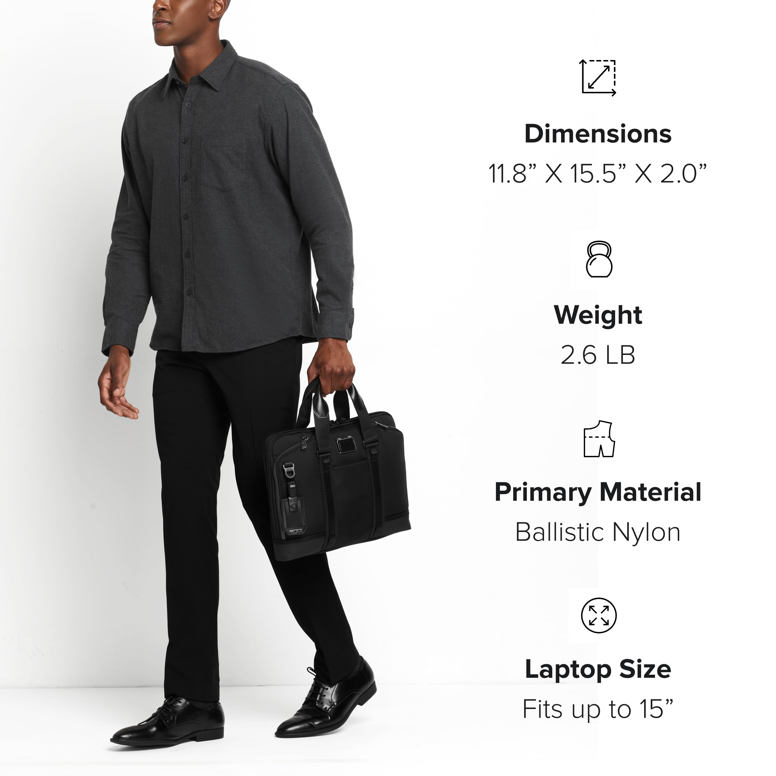 TUMI Men's Academy Briefcase, Black, One Size