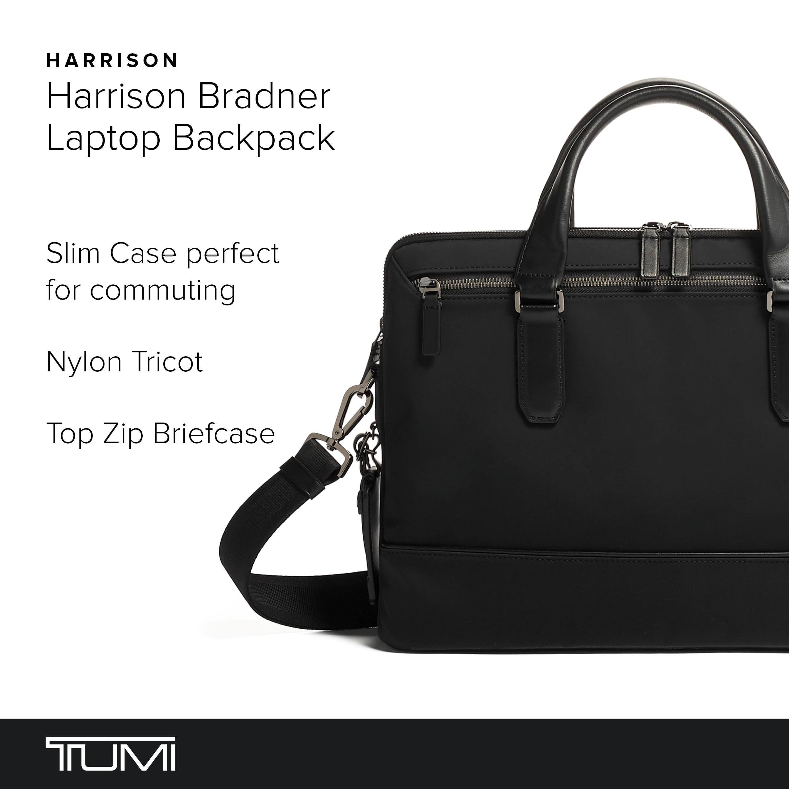 TUMI - Harrison Sycamore Slim Leather Top Zip Briefcase - 15 Inch Computer Bag for Men and Women - Black