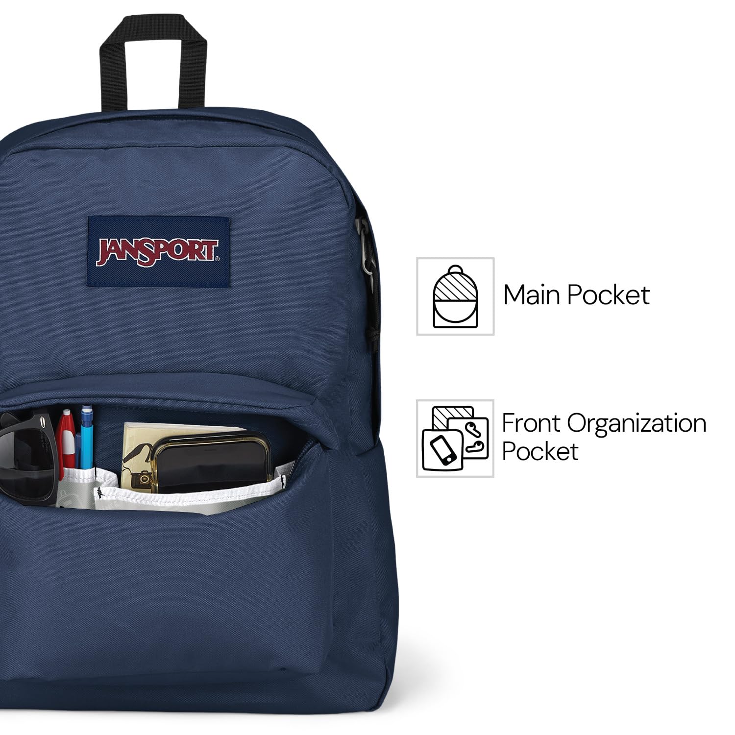 JanSport SuperBreak One School Backpack for Girls, Boys, Black - Durable, Lightweight Bookbag for Teens with 1 Main Compartment, Front Utility Pocket with Built-in Organizer - Premium Backpack