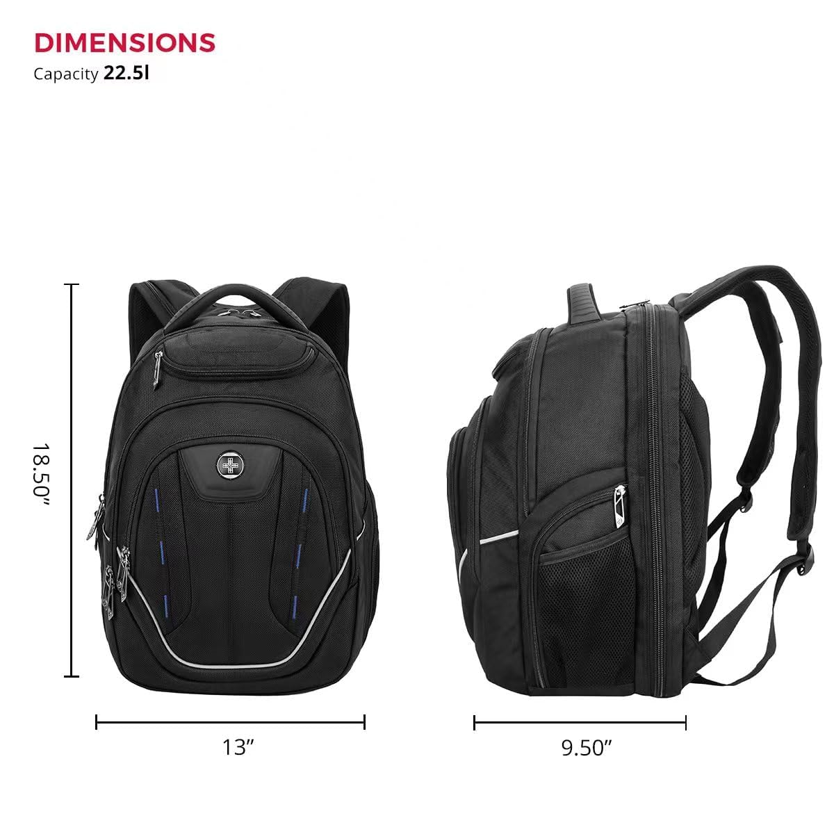 Swissdigital Terabyte TSA-Friendly Water-Resistant Large Backpack, Business Laptop Backpack for Men with USB Charging Port/RFID Protection Big School Bookbag Fits up to 15.6" Travel Laptop Backpack