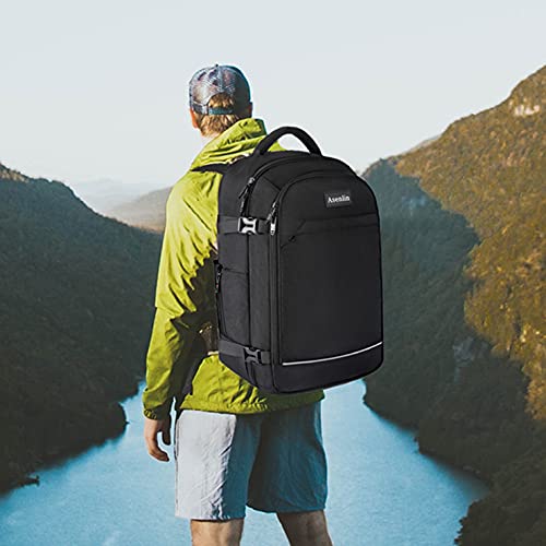 Asenlin 40L Travel Backpack for Women Men,17 Inch Laptop Backpack Flight Approved Luggage Carry On Water Resistant Computer Backpack for Weekender Overnight Large Daypack Black