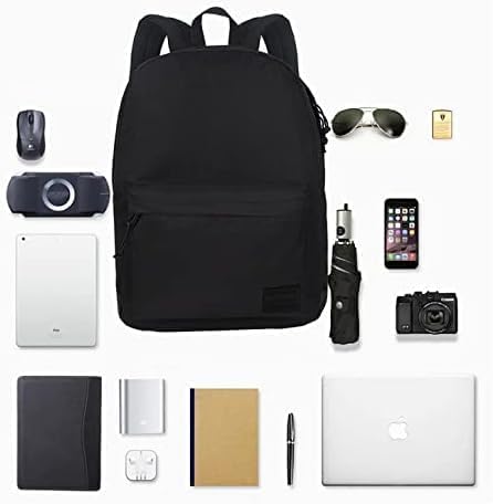 SUPACOOL Lightweight Casual Laptop Backpack with USB Charging Port For for Men and Women, School Bookbag for College (Full Black)