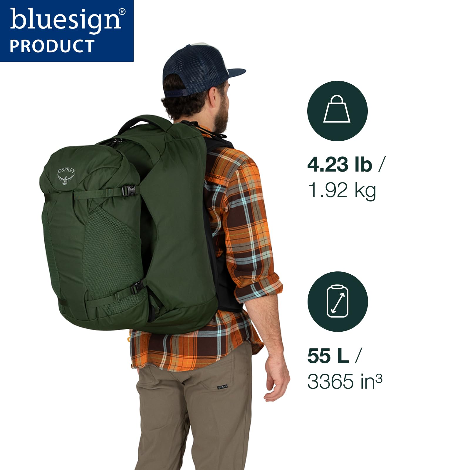 Osprey Farpoint 55 Men's Travel Backpack, Tunnel Vision Grey