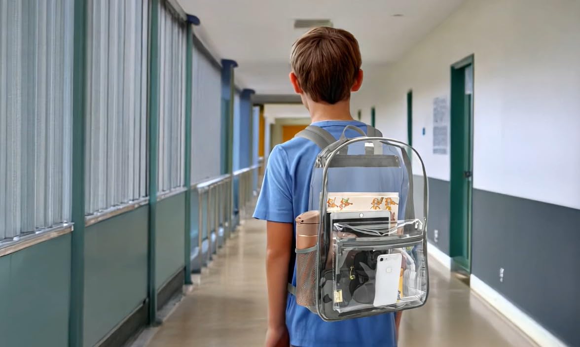 Clear Backpack With Reinforced Straps For Security & Sporting Events (Gray)