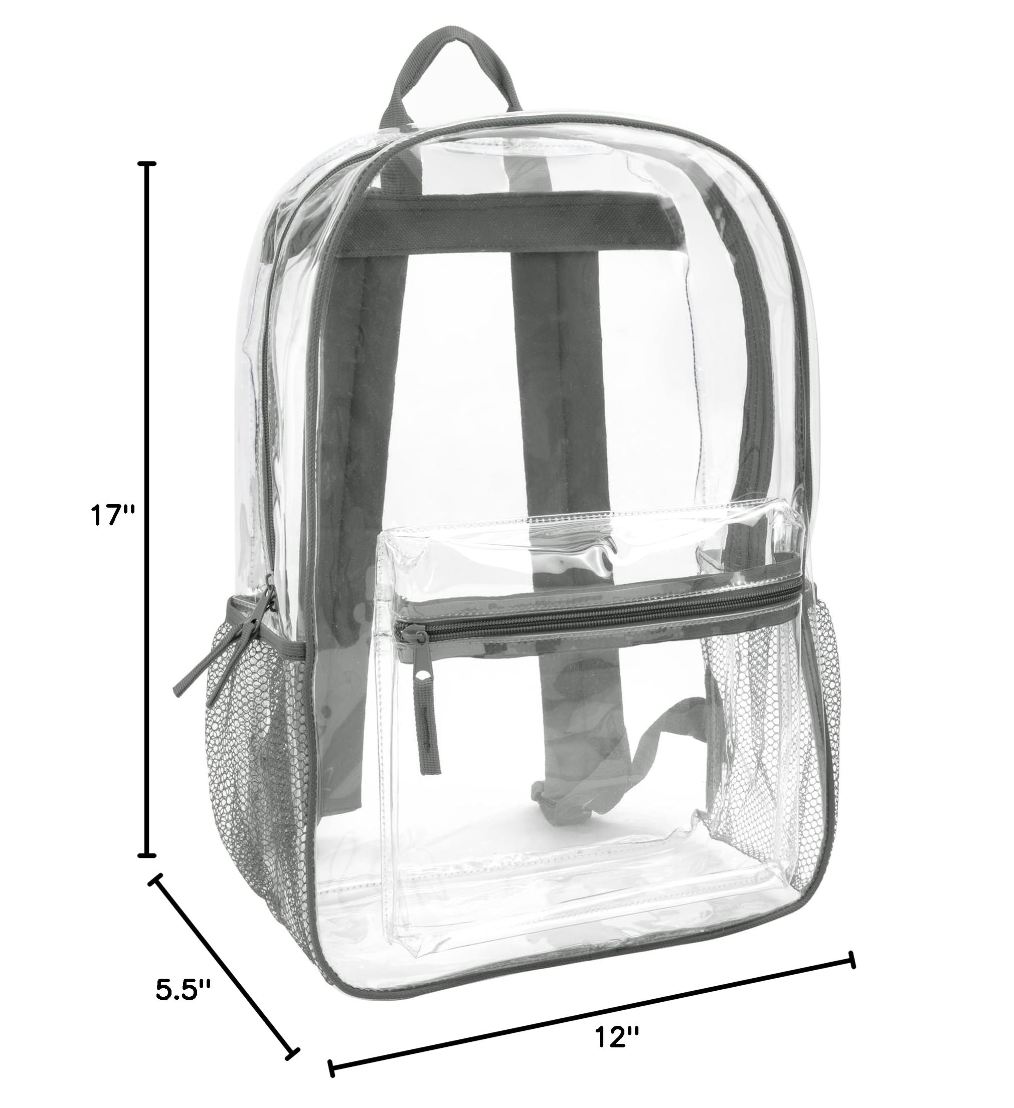 Clear Backpack With Reinforced Straps For Security & Sporting Events (Gray)