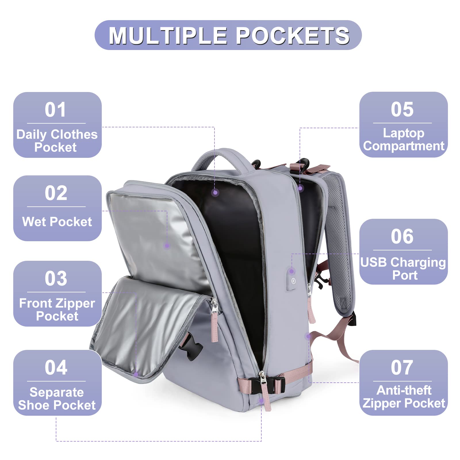 Travel Backpack For Women Airline Approved Carry On Backpack Flight Approved Waterproof Sports Luggage Backpack Casual Daypack Small Hiking Backpack