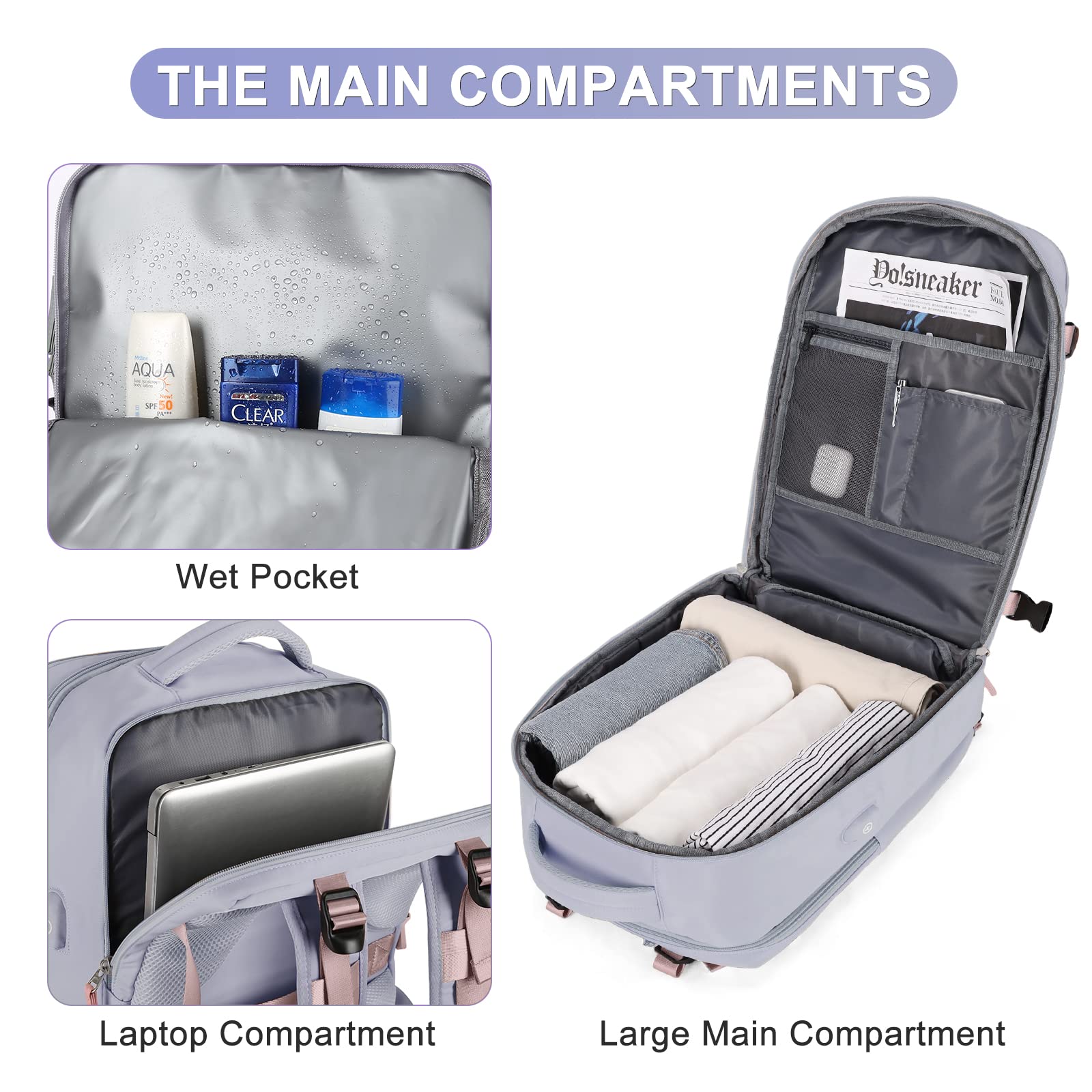Travel Backpack For Women Airline Approved Carry On Backpack Flight Approved Waterproof Sports Luggage Backpack Casual Daypack Small Hiking Backpack