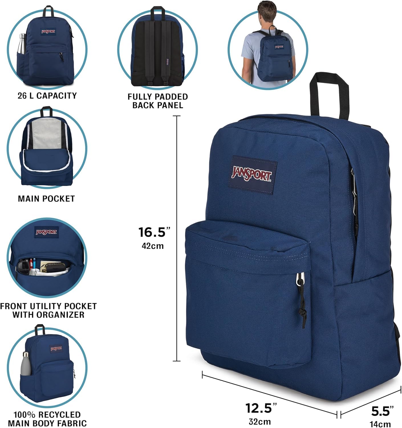 JanSport JS0A4QUE008 Superbreak Plus Black