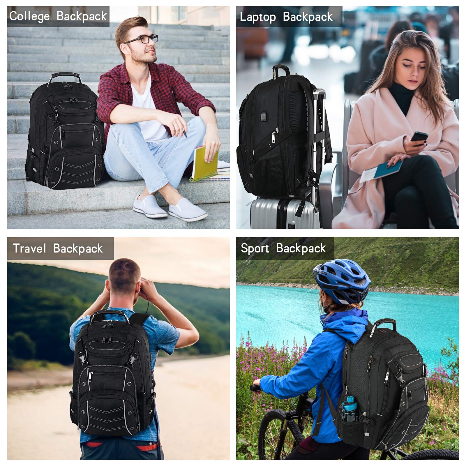 18.4 Laptop Backpack for unisex, 55L Extra Large Gaming Laptops Backpack with USB Charger Port,TSA Friendly Flight Approved and RFID Anti-Theft Pocket
