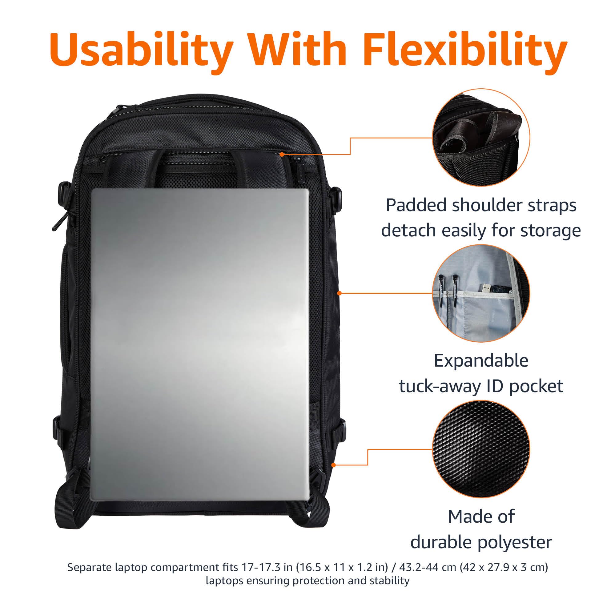 Amazon Basics Carry-On Travel Backpack - Black