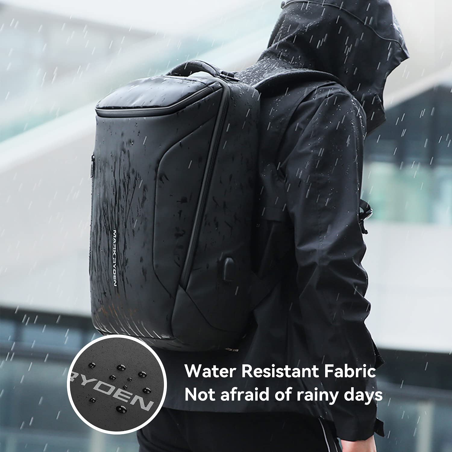 MARK RYDEN Business Backpack for Men, Waterproof High Tech Backpack with Sport Car Shape Design and USB Charging Port, Travel Laptop Backpack Fits 17.3 Inch Notebook (YKK-3 Pocket)