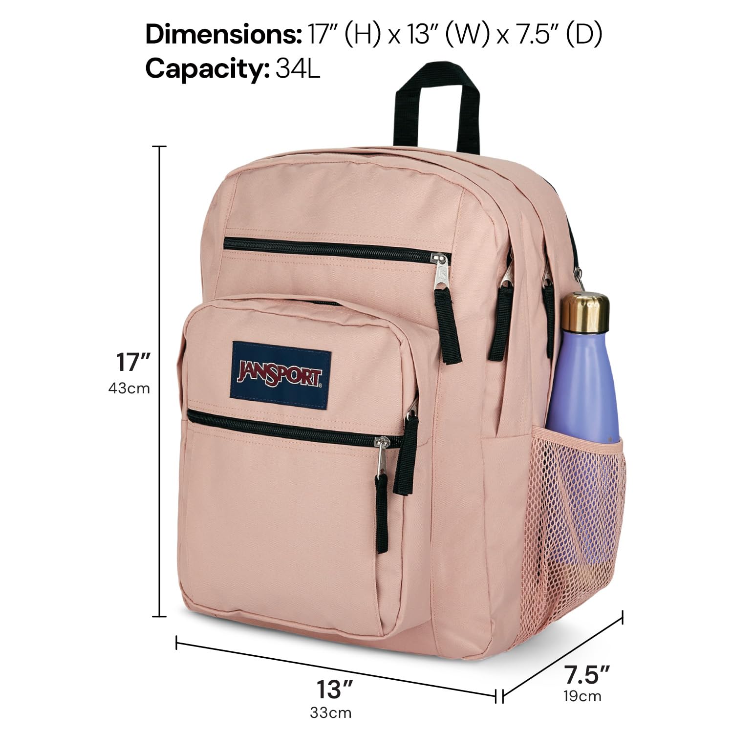 JanSport Big Student Laptop Backpack for College Students, Teens, Blue Dusk Computer Bag with 2 Compartments, Ergonomic Shoulder Straps, 15β Laptop Sleeve, Haul Handle - Book Rucksack