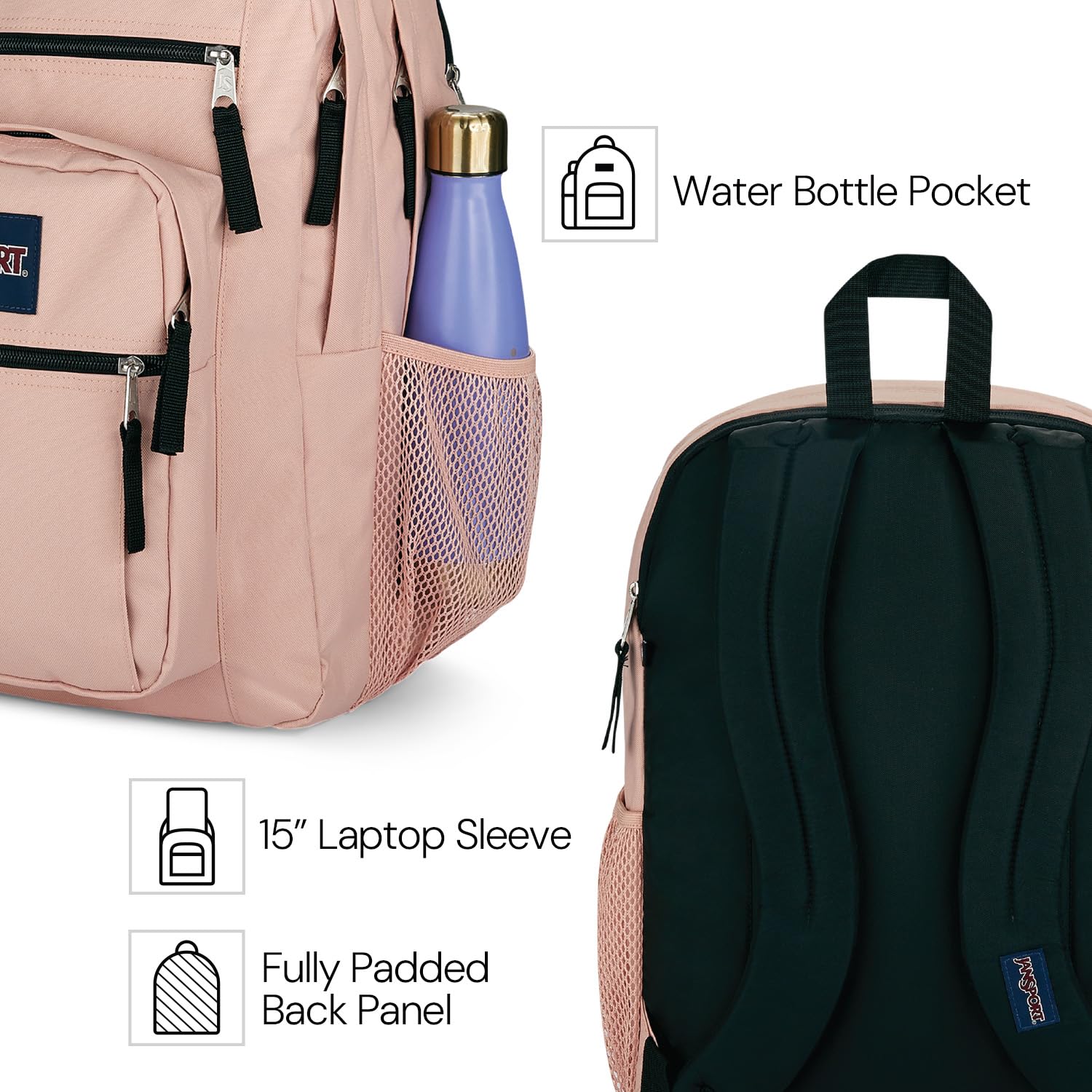 JanSport Big Student Laptop Backpack for College Students, Teens, Blue Dusk Computer Bag with 2 Compartments, Ergonomic Shoulder Straps, 15β Laptop Sleeve, Haul Handle - Book Rucksack