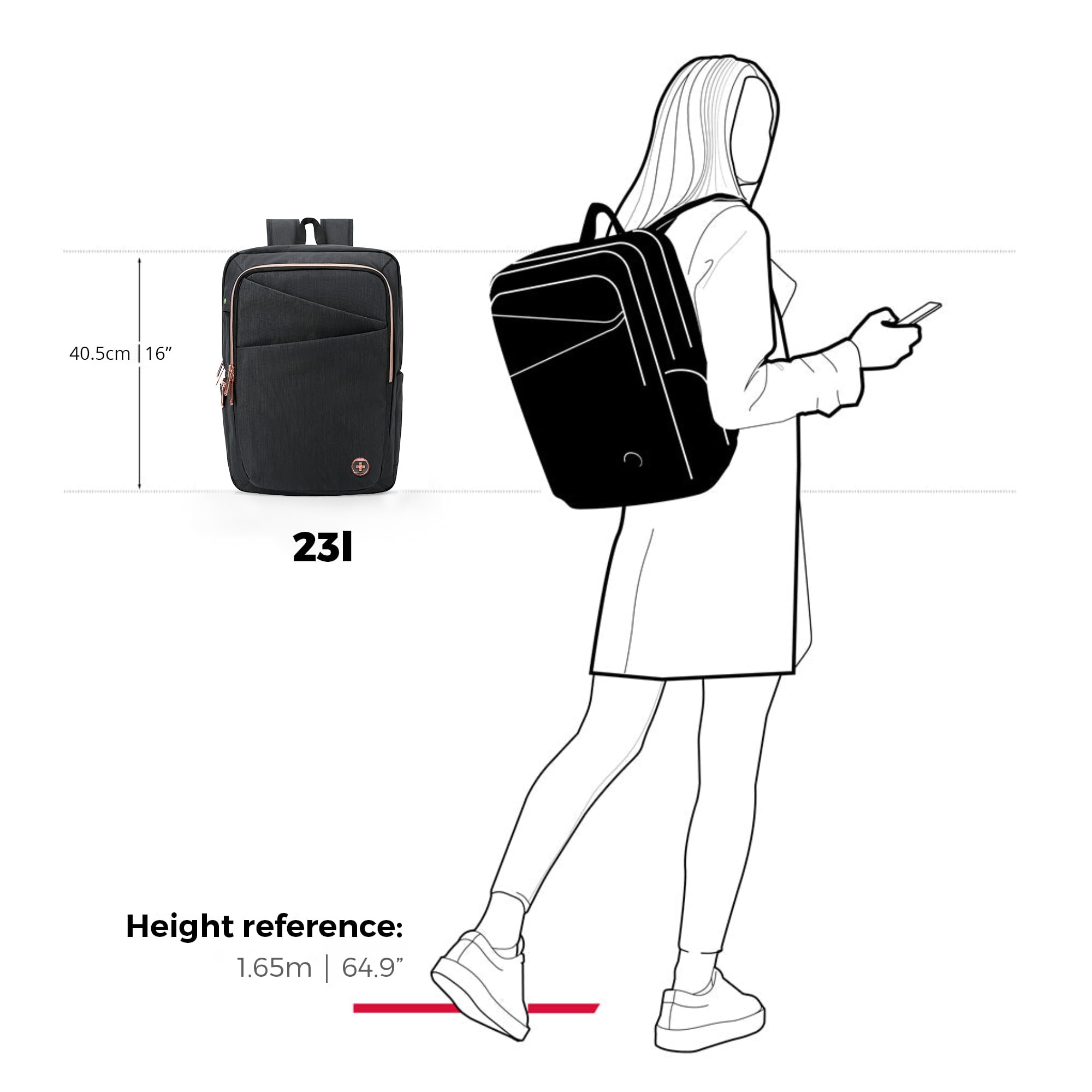 Swissdigital Katy Rose Laptop Backpack Purse For Women,With USB Charging Port Computer Work Backpack ,Fits 15.6Inch Laptop Travel Casual Bag