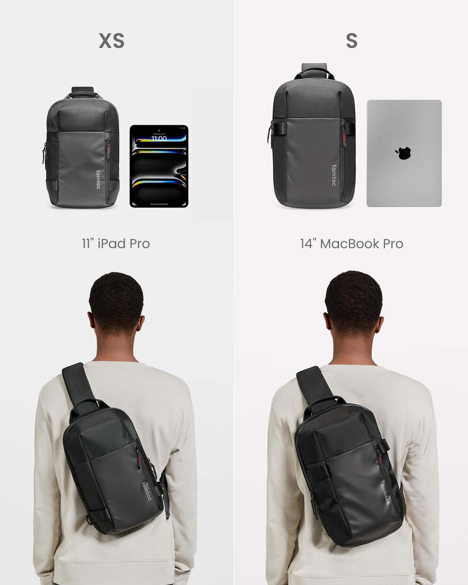 tomtoc 14-inch Compact EDC Sling Bag, Minimalist Chest Shoulder Backpack Crossbody Bag for up to 14-inch MacBook Pro M1/M2 A2779 A2442, Water-resistant, Lightweight Daypack for Travel, Work, Sport